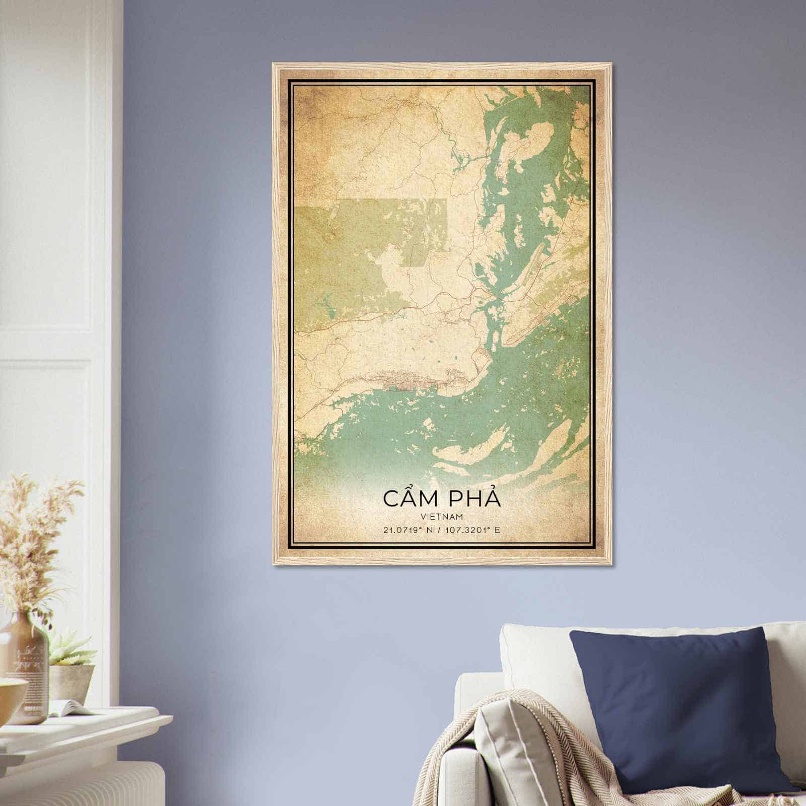 Vintage Cam Pha Vietnam Map Poster, Cam Pha City Road Wall Art Print ...