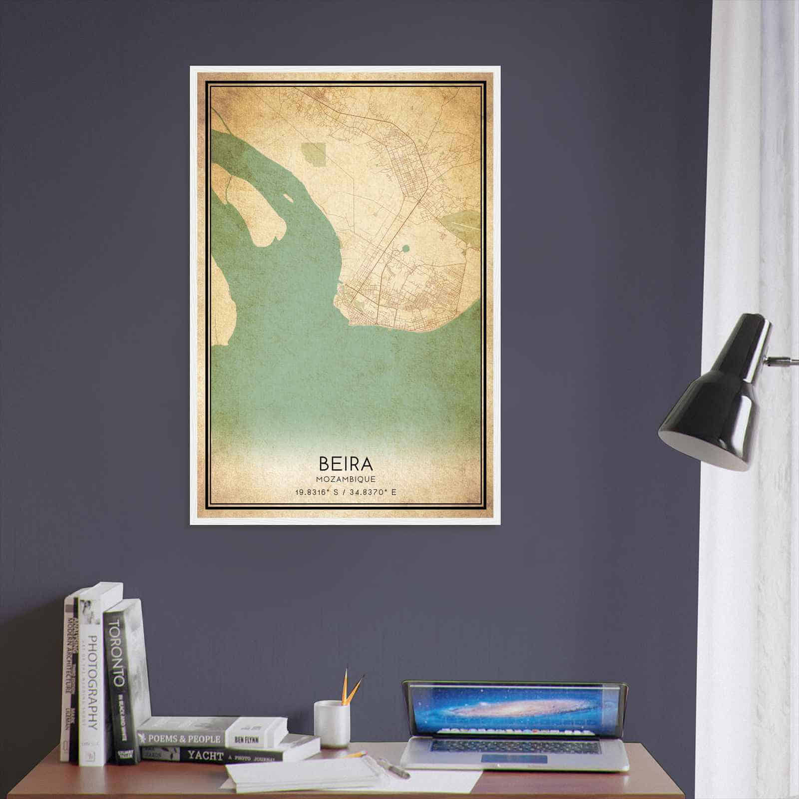 Vintage Beira Mozambique Map Poster, Beira City Road Wall Art Print ...