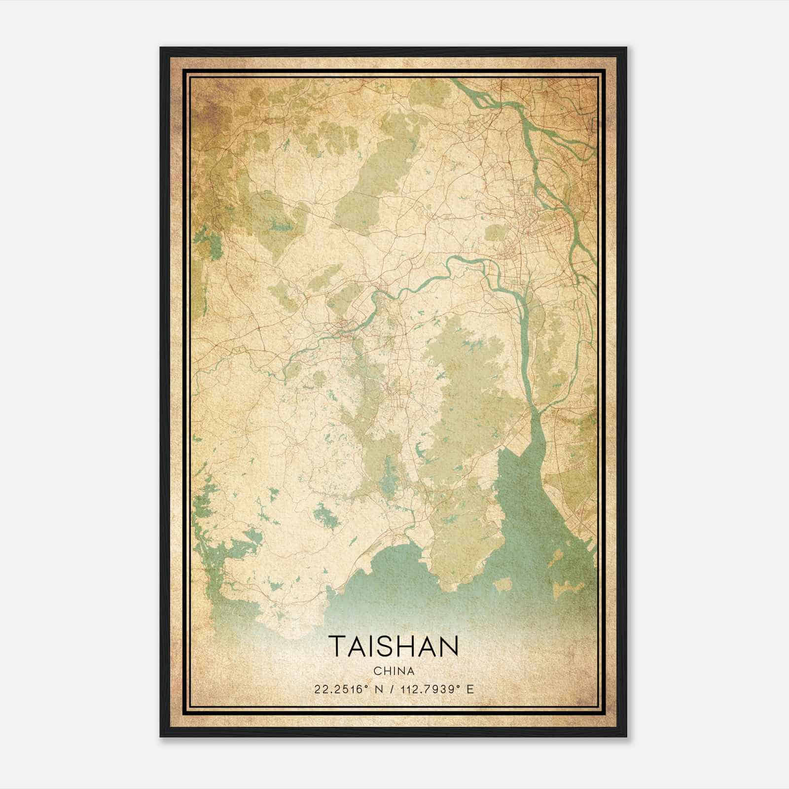 Vintage Taishan China Map Poster, Taishan City Road Wall Art Print ...