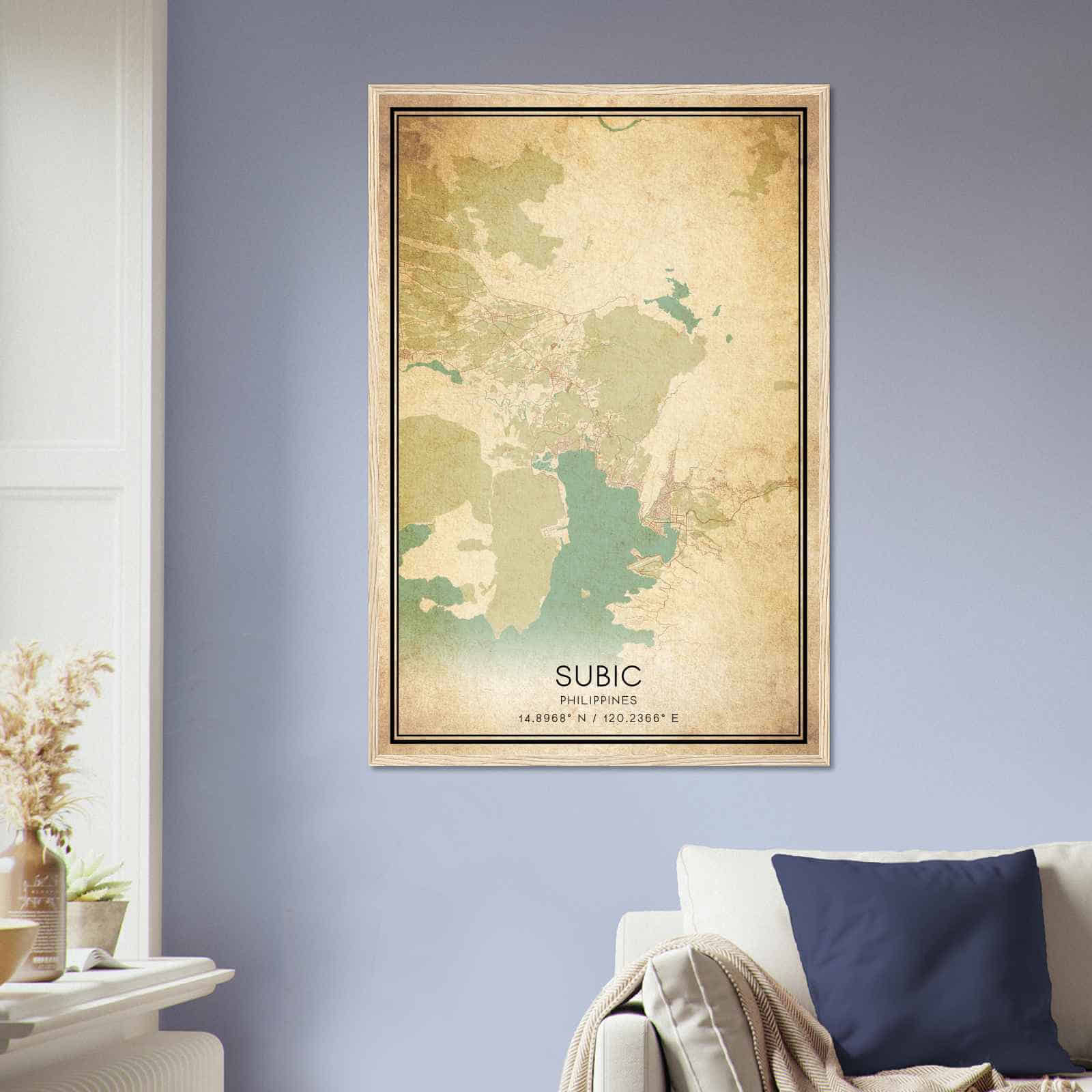 Vintage Subic Philippines Map Poster, Subic City Road Wall Art Print ...