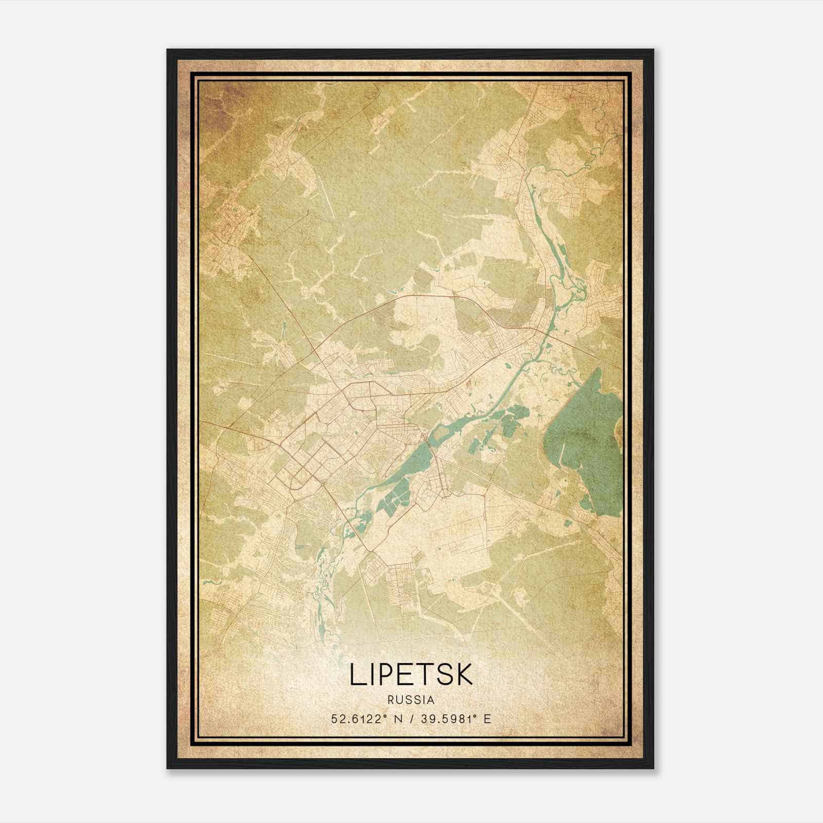 Vintage Lipetsk Russia Map Poster, Lipetsk City Road Wall Art Print ...