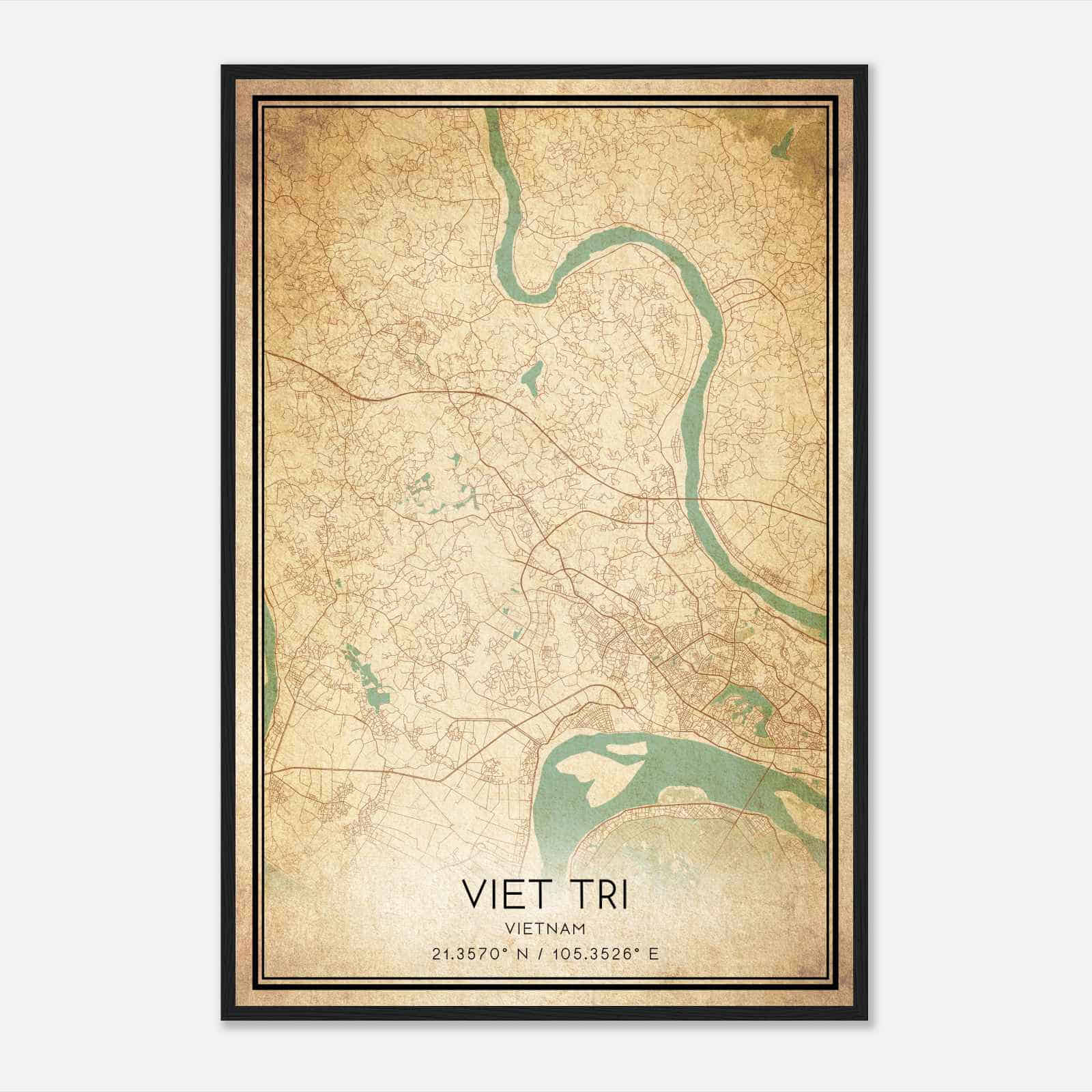 Vintage Viet Tri Vietnam Map Poster, Viet Tri City Road Wall Art Print ...