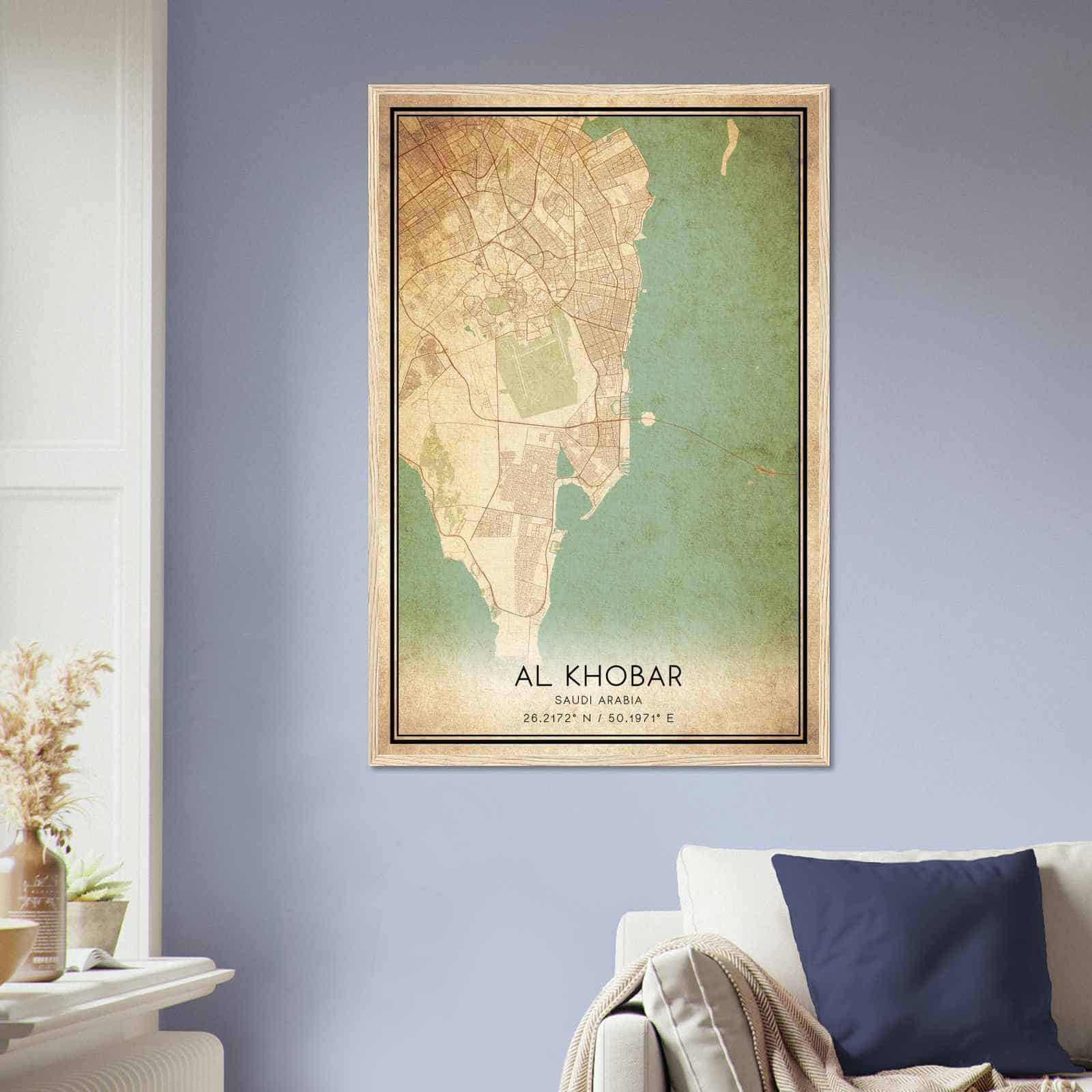 Vintage Al Khobar Saudi Arabia Map Poster, Al Khobar City Road Wall Art ...