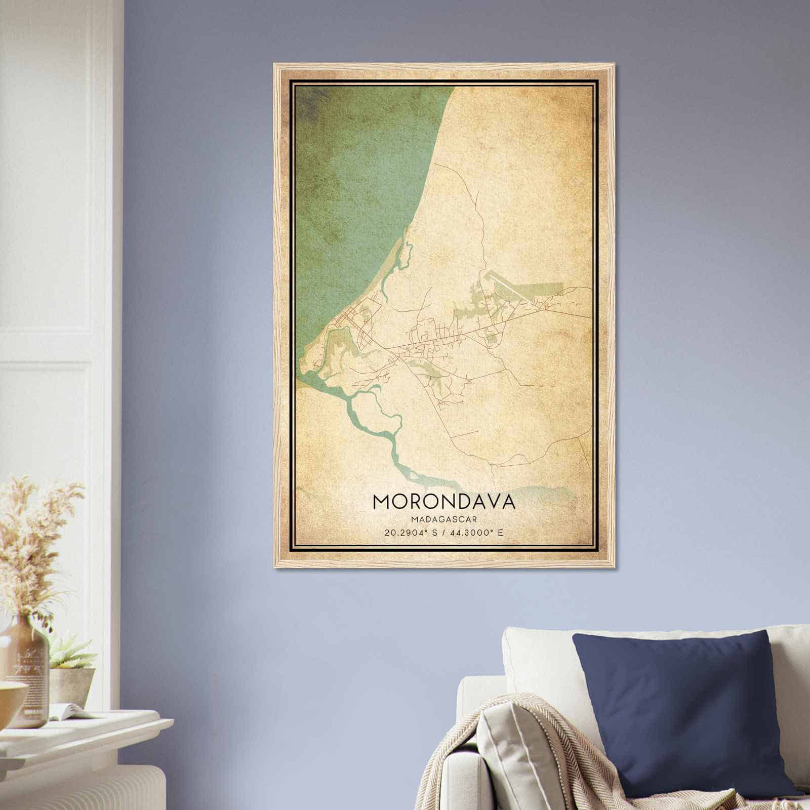 Vintage Morondava Madagascar Map Poster, Morondava City Road Wall Art ...