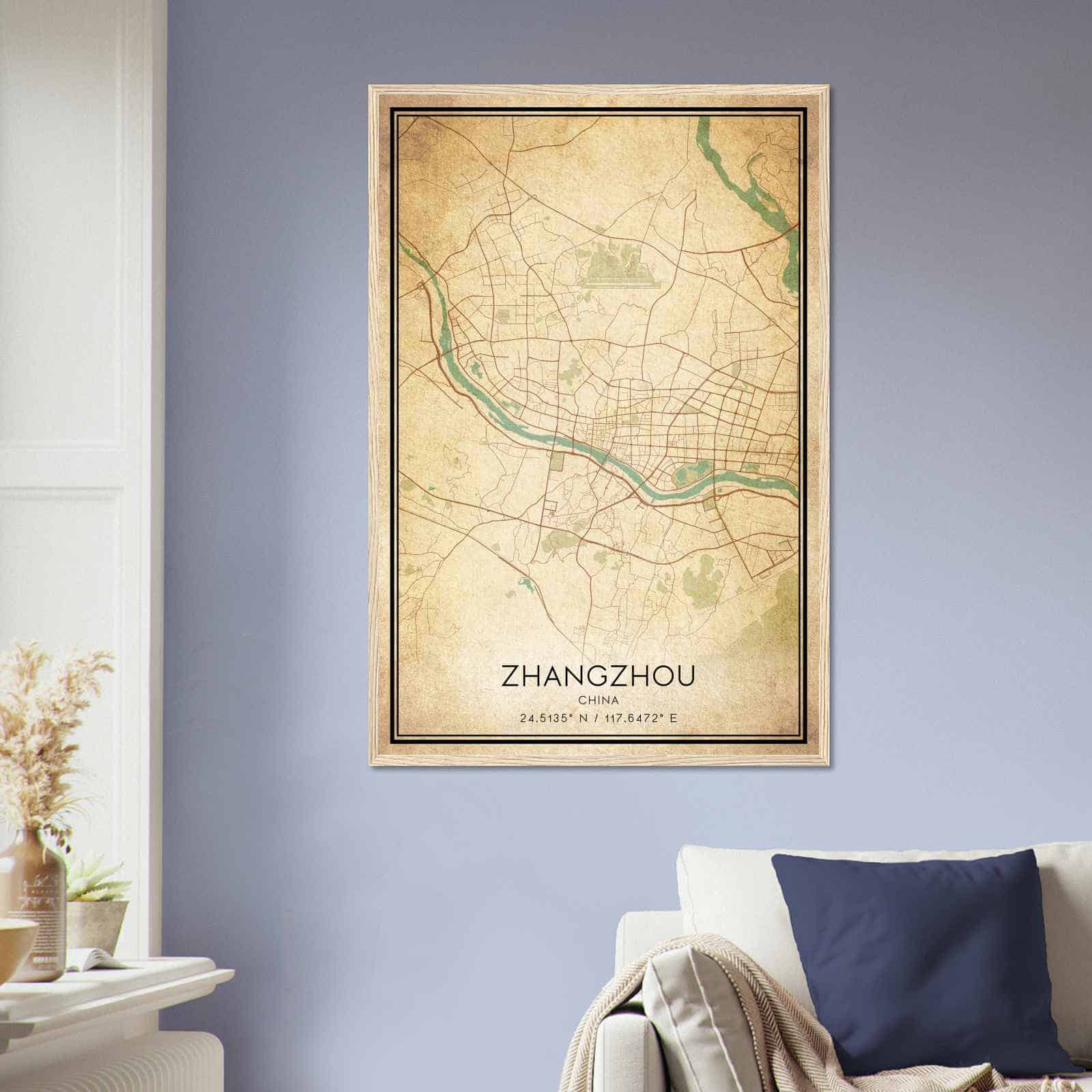 Vintage Zhangzhou China Map Poster, Zhangzhou City Road Wall Art Print ...