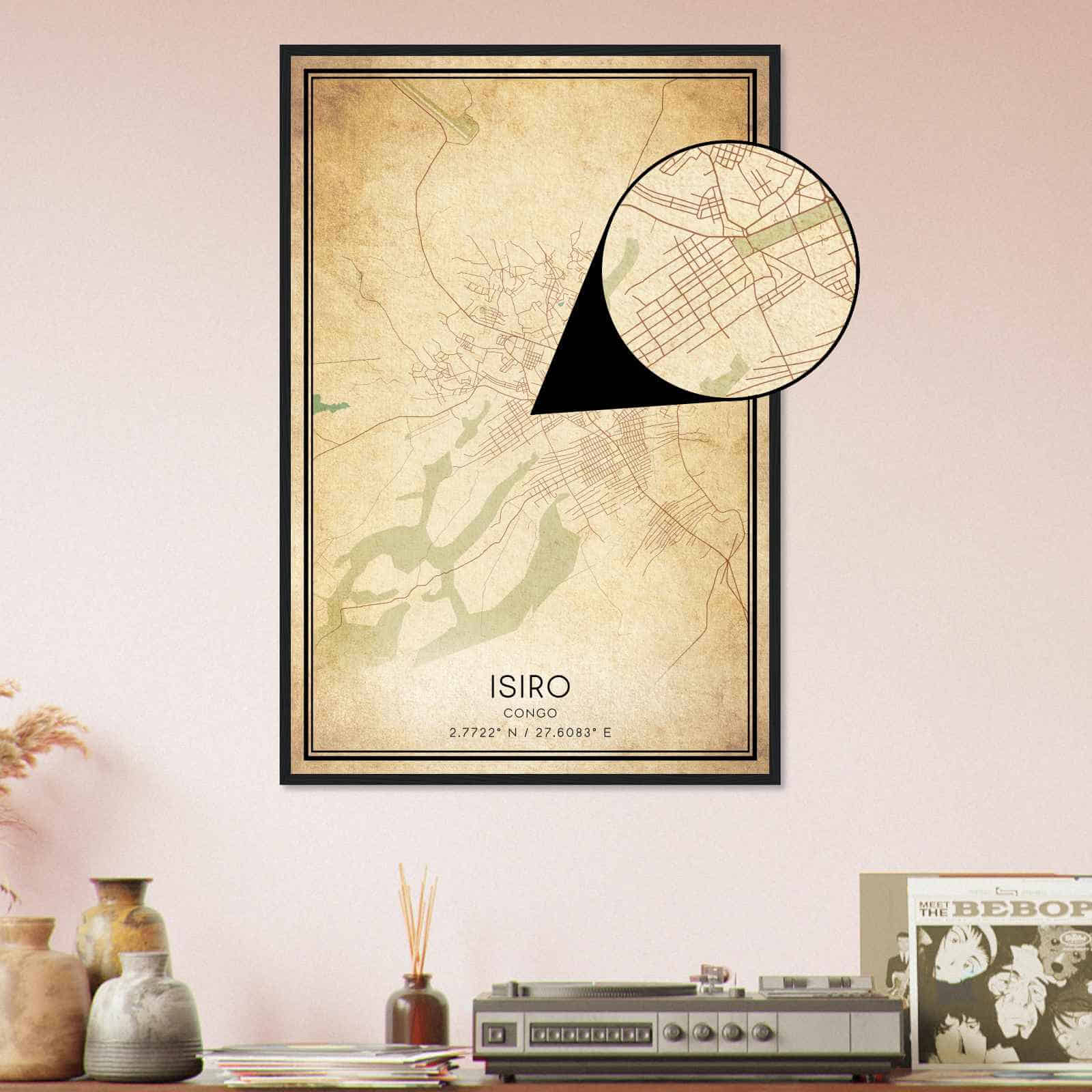 Vintage Isiro Congo Map Poster, Isiro City Road Wall Art Print - Custom ...