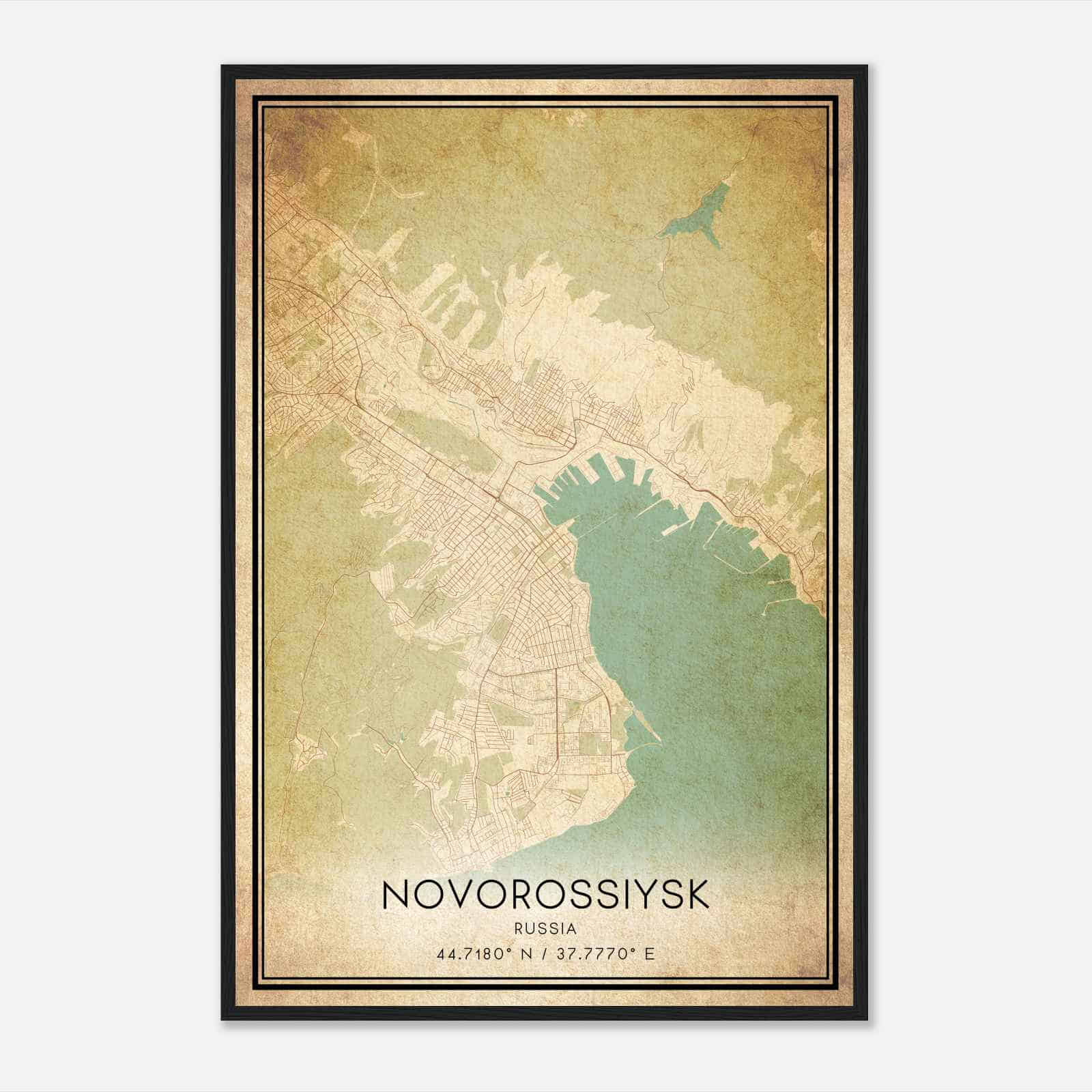 Vintage Novorossiysk Russia Map Poster, Novorossiysk City Road Wall Art ...