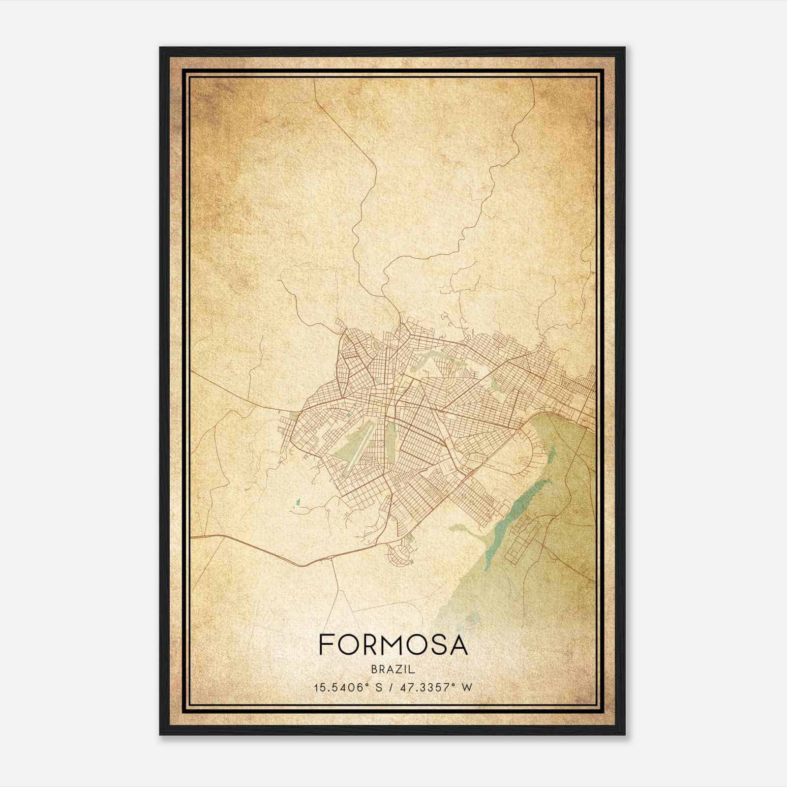 Vintage Formosa Brazil Map Poster, Formosa City Road Wall Art Print ...