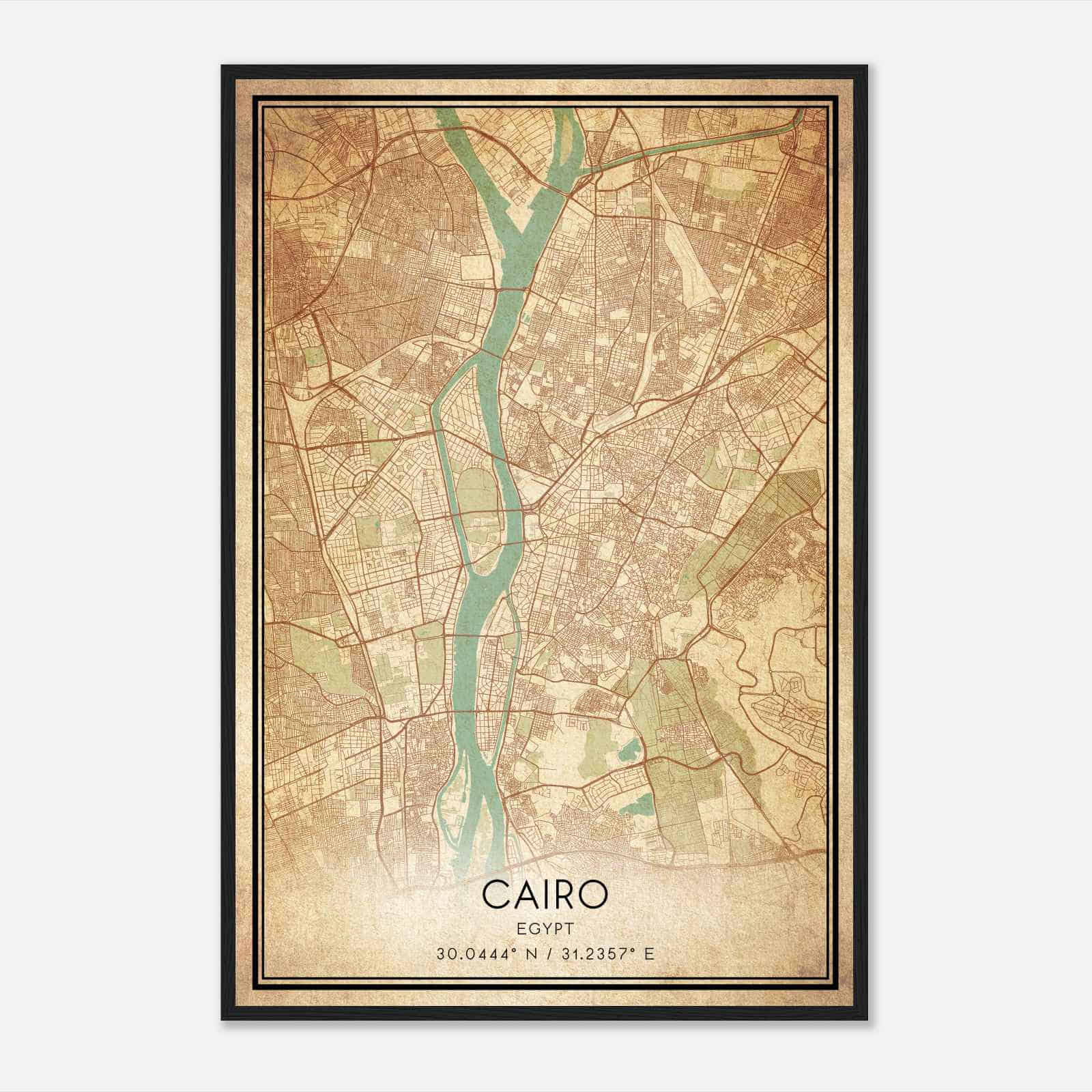 Vintage Cairo Egypt Map Poster, Cairo City Road Wall Art Print - Custom ...