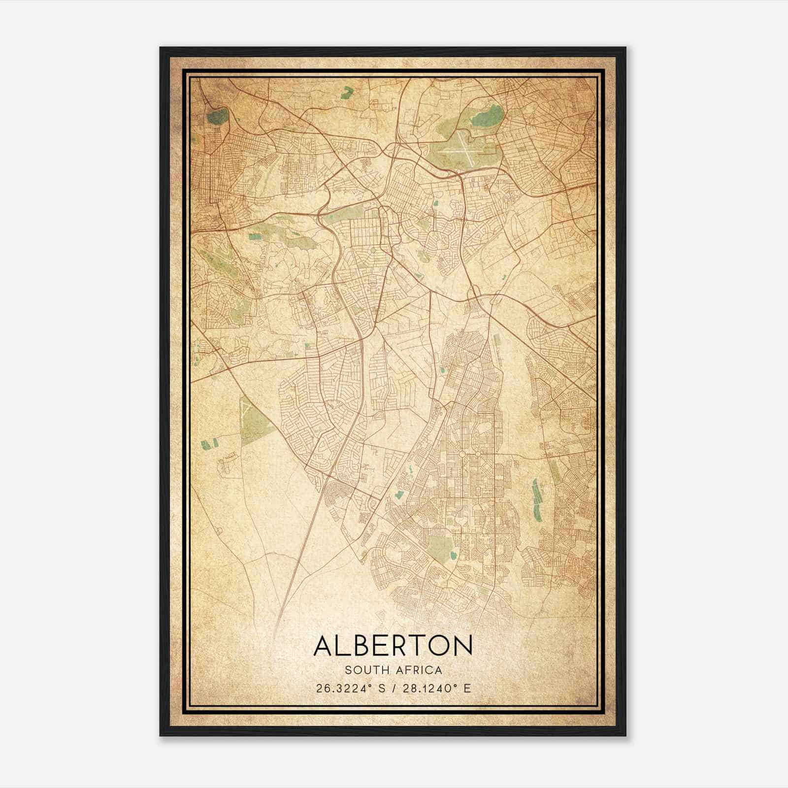 Vintage Alberton South Africa Map Poster, Alberton City Road Wall Art ...