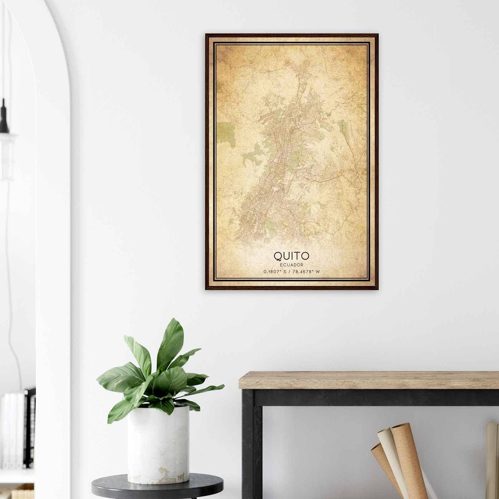 Vintage Quito Ecuador Map Poster, Quito City Road Wall Art Print ...