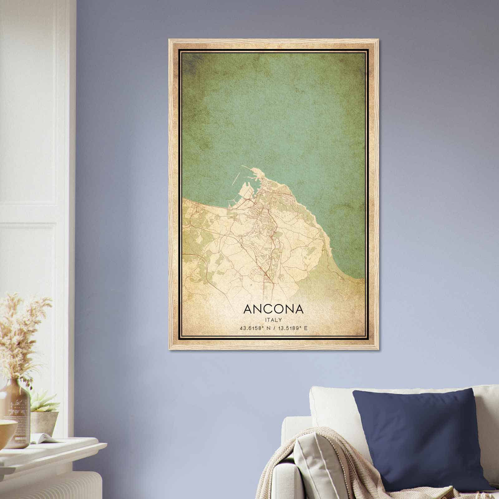 Vintage Ancona Italy Map Poster, Ancona City Road Wall Art Print ...