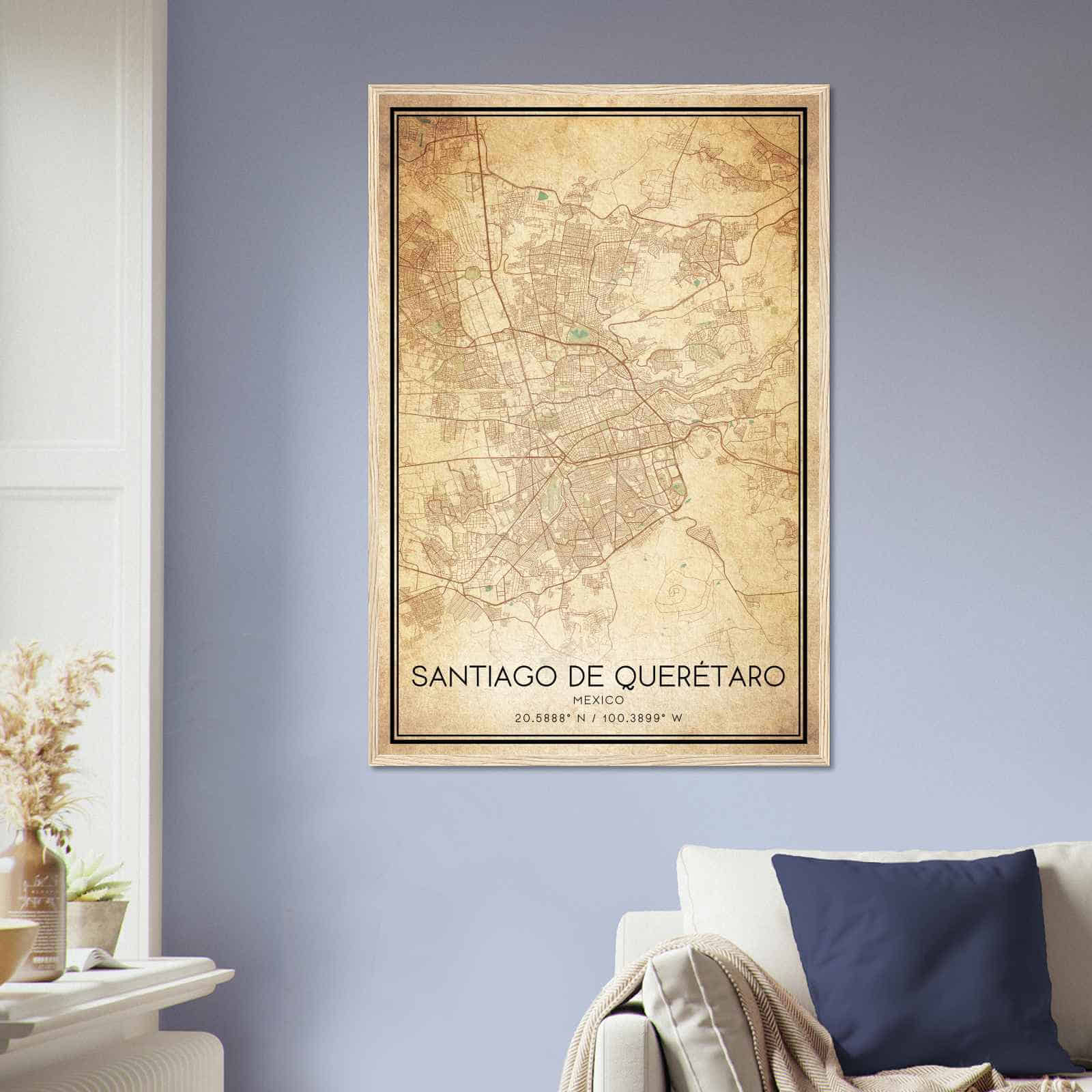 Vintage Santiago de Queretaro Mexico Map Poster, Santiago de Queretaro ...