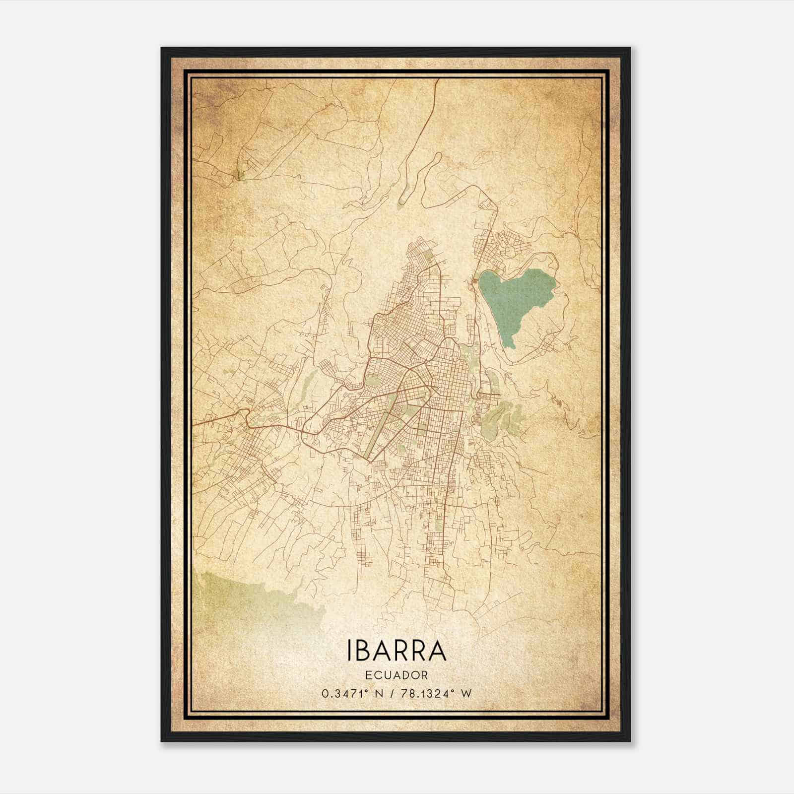 Vintage Ibarra Ecuador Map Poster, Ibarra City Road Wall Art Print ...