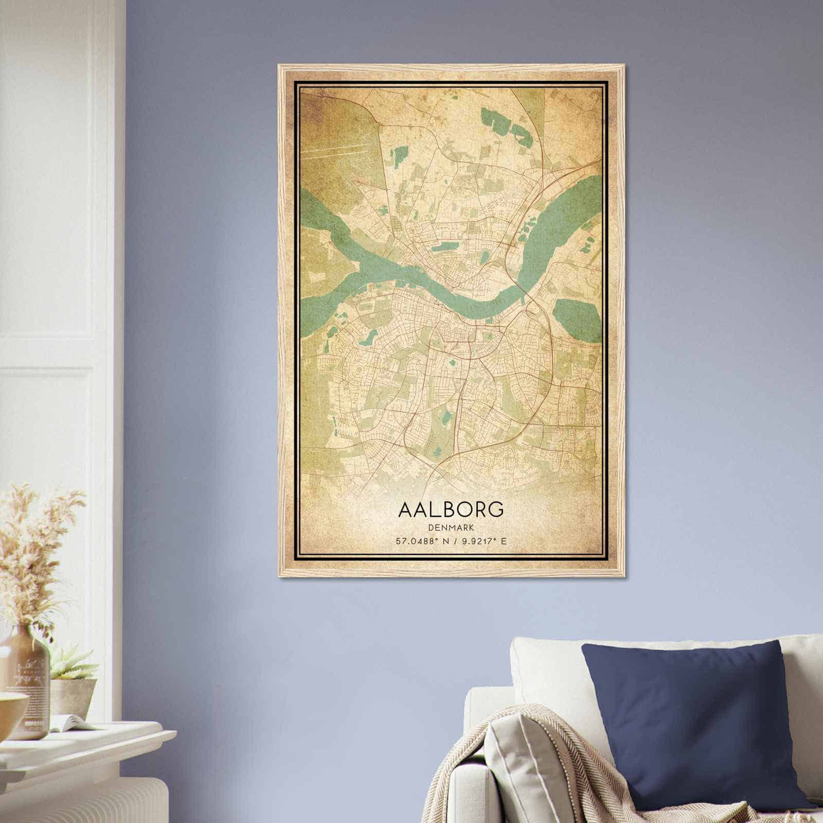 Vintage Aalborg Denmark Map Poster, Aalborg City Road Wall Art Print ...
