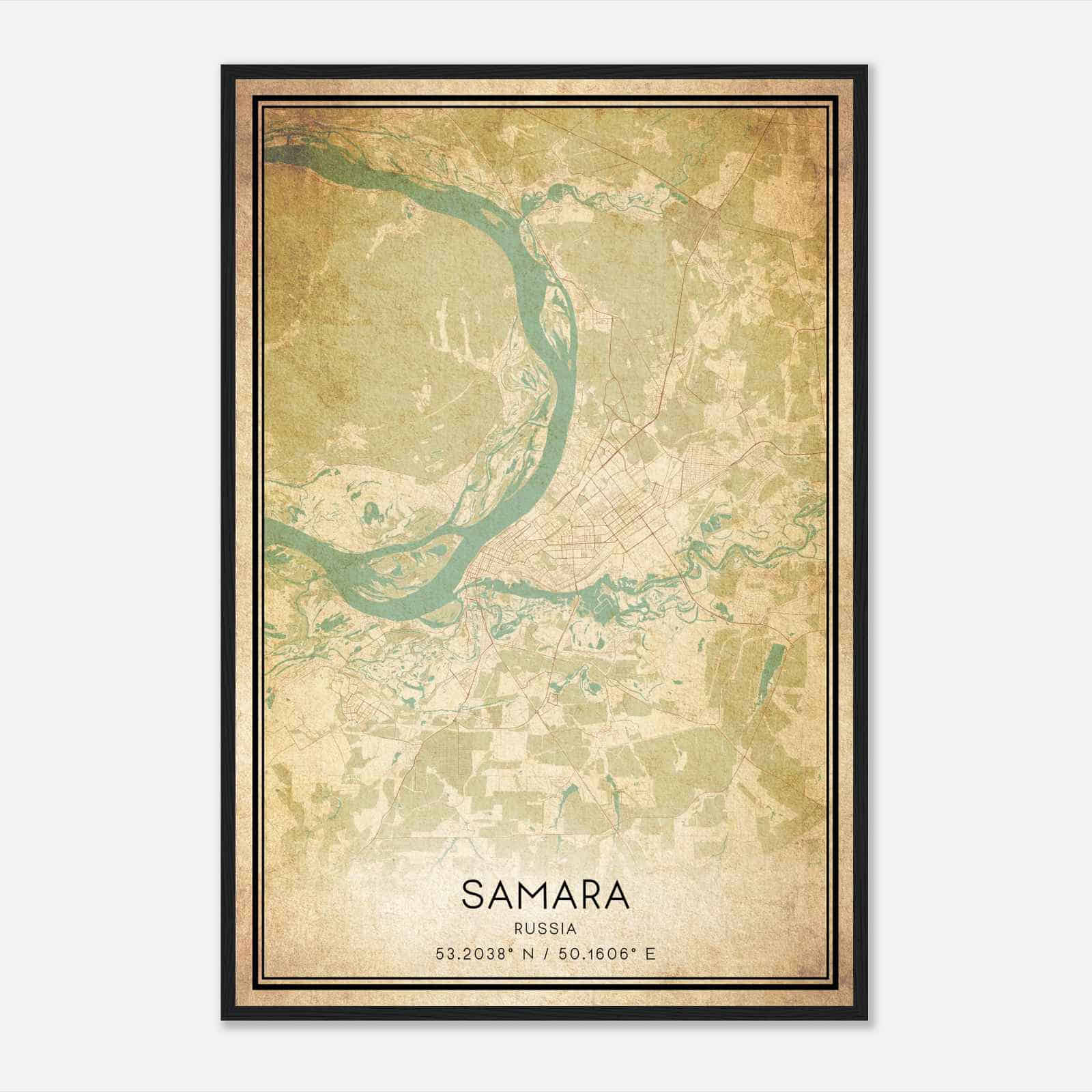 Vintage Samara Russia Map Poster, Samara City Road Wall Art Print - Custom Maps & Posters