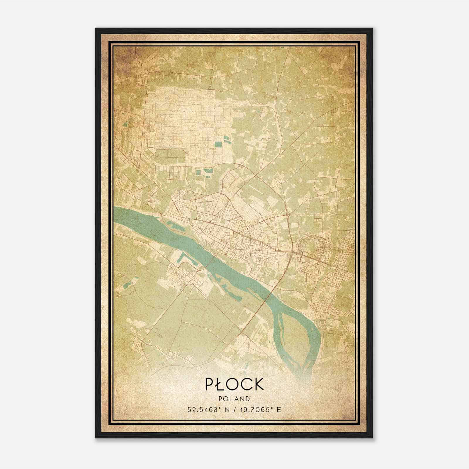 Vintage Plock Poland Map Poster, Plock City Road Wall Art Print ...