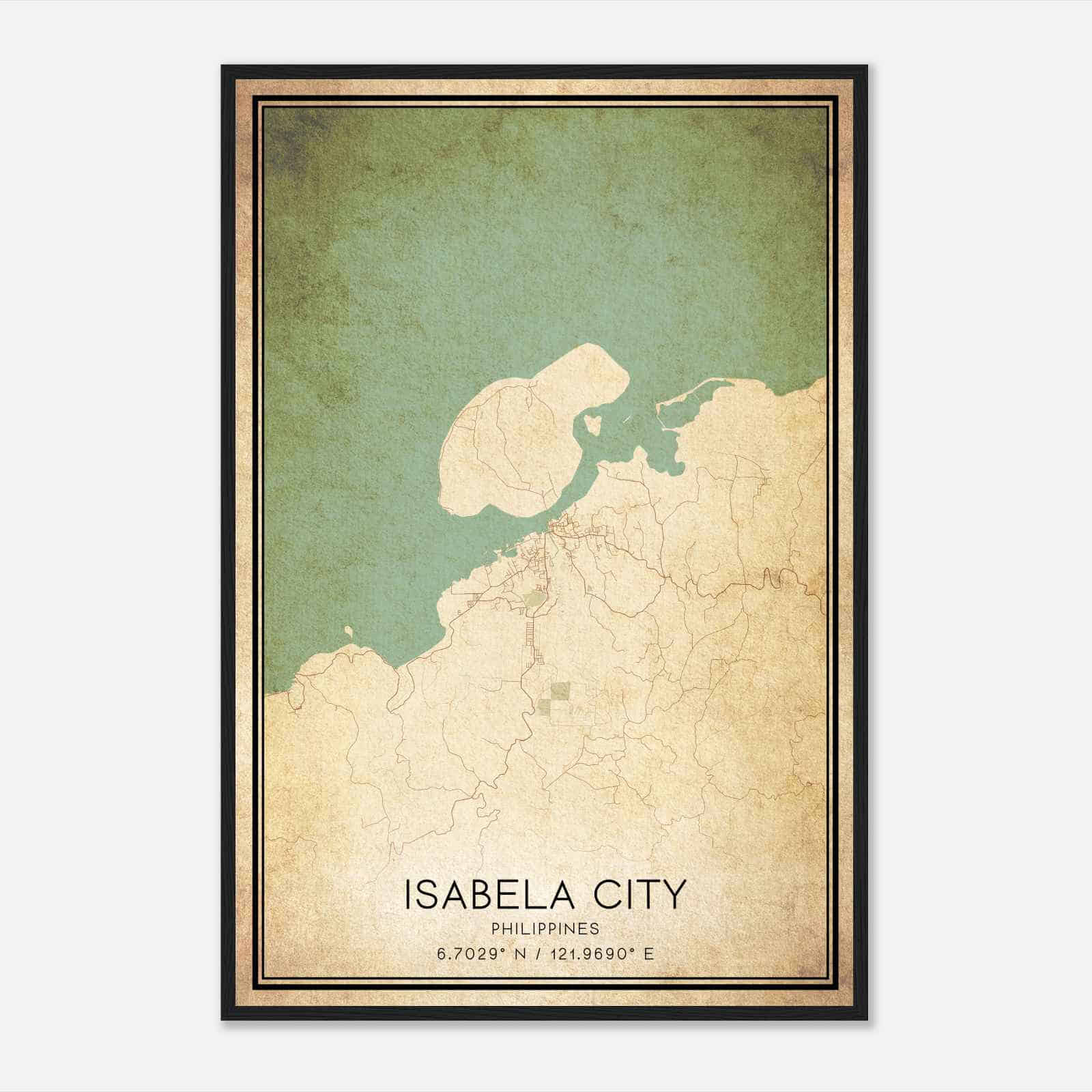 Vintage Isabela City Philippines Map Poster, Isabela City City Road ...
