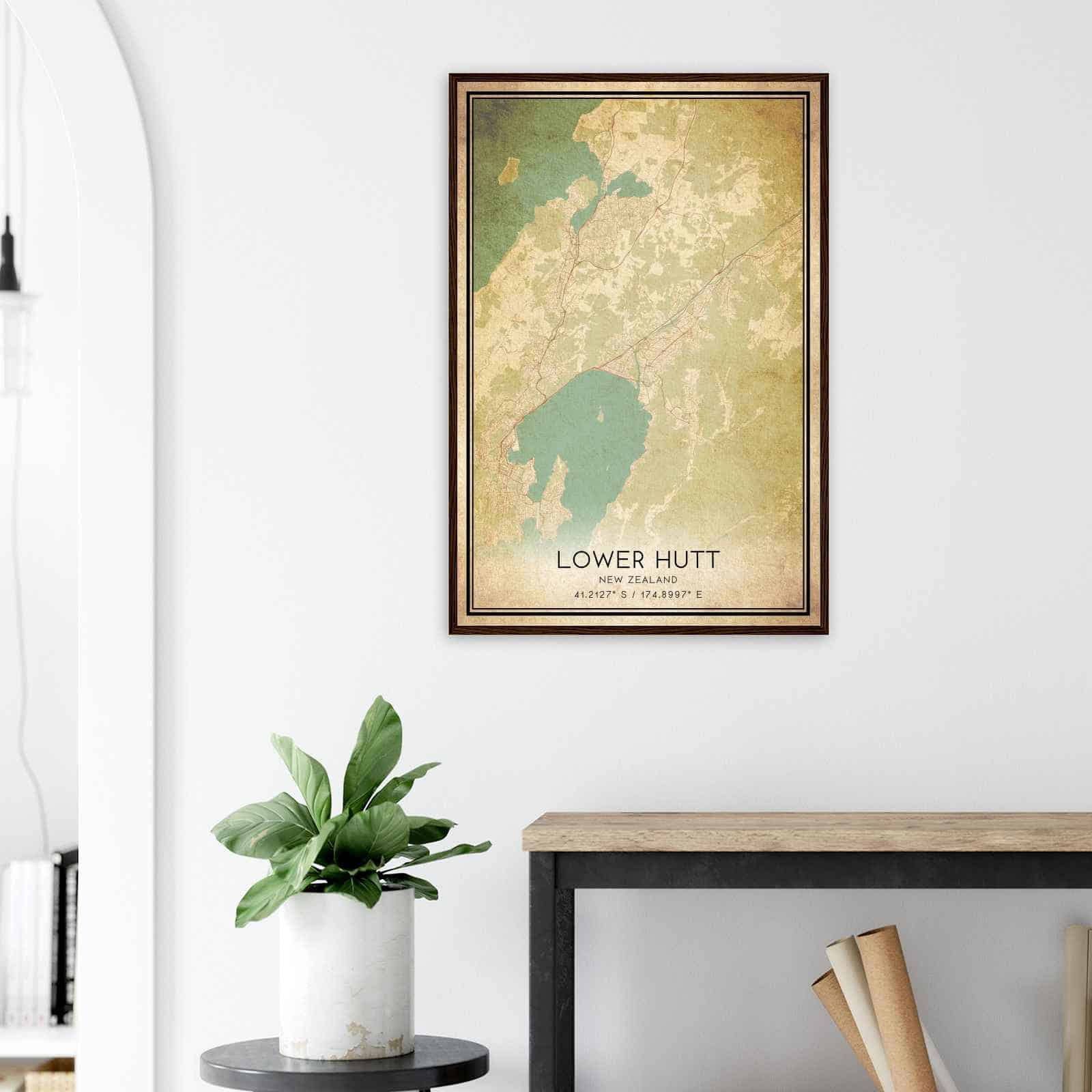 Vintage Lower Hutt New Zealand Map Poster, Lower Hutt City Road Wall ...