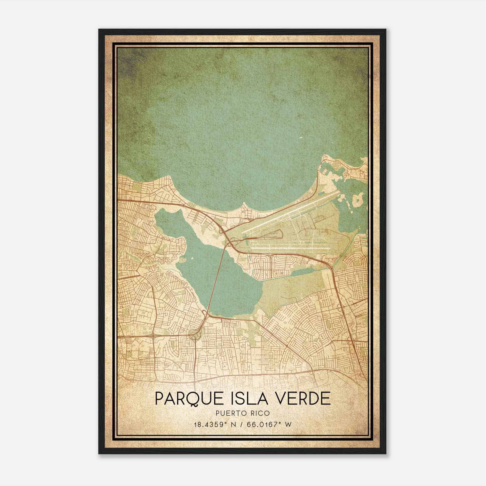 Vintage Parque Isla Verde Puerto Rico Map Poster, Parque Isla Verde ...