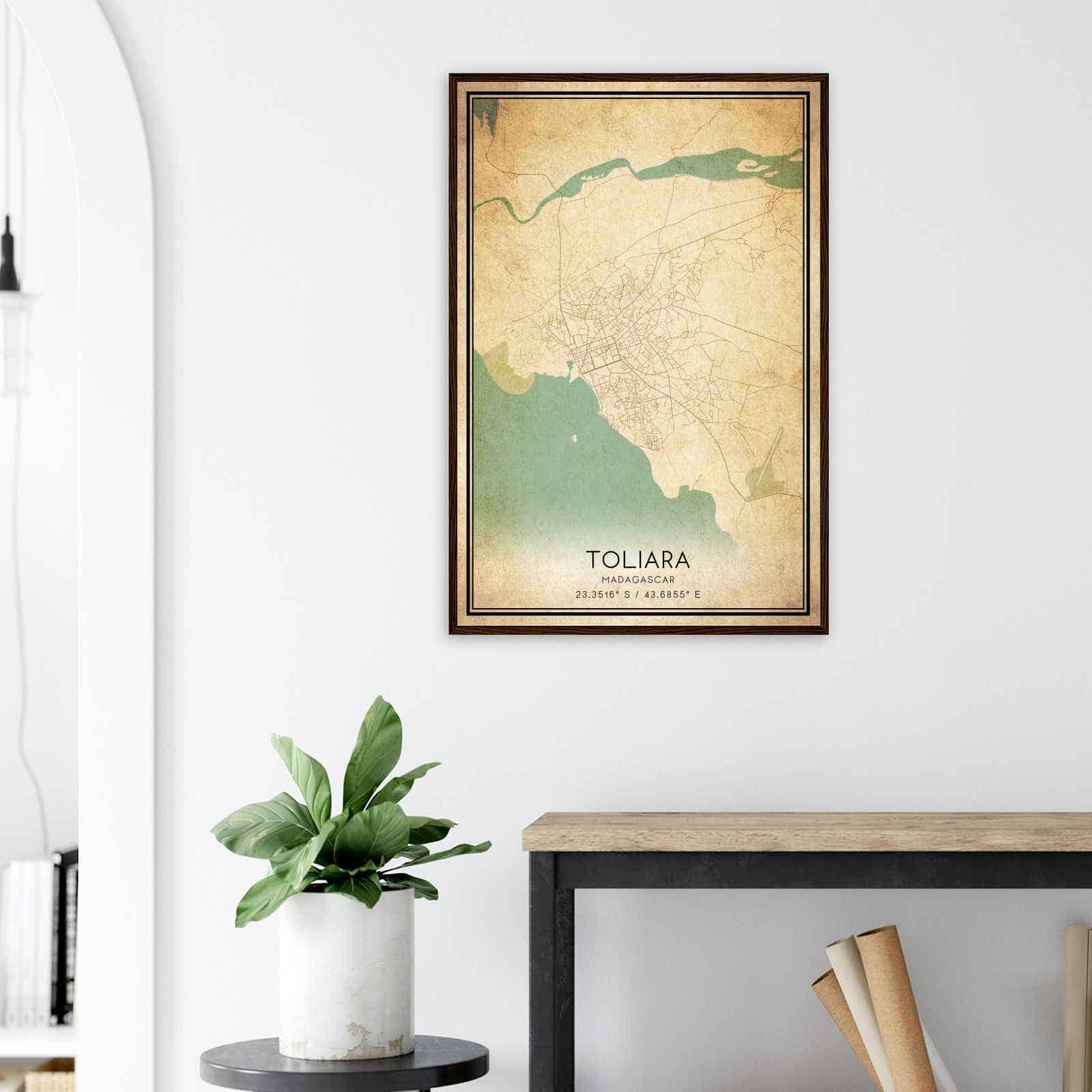 Vintage Toliara Madagascar Map Poster, Toliara City Road Wall Art Print ...