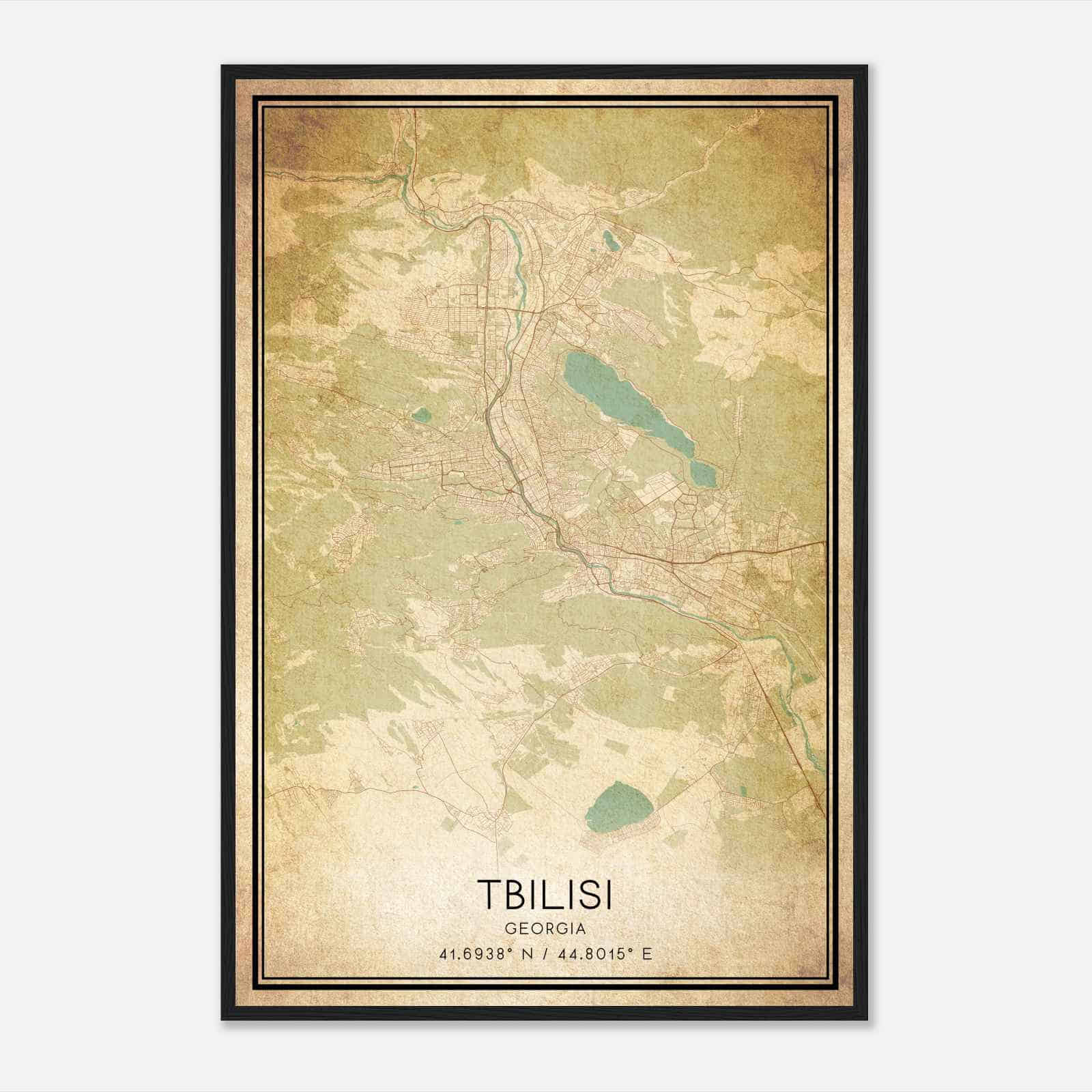 Vintage Tbilisi Georgia Map Poster, Tbilisi City Road Wall Art Print ...