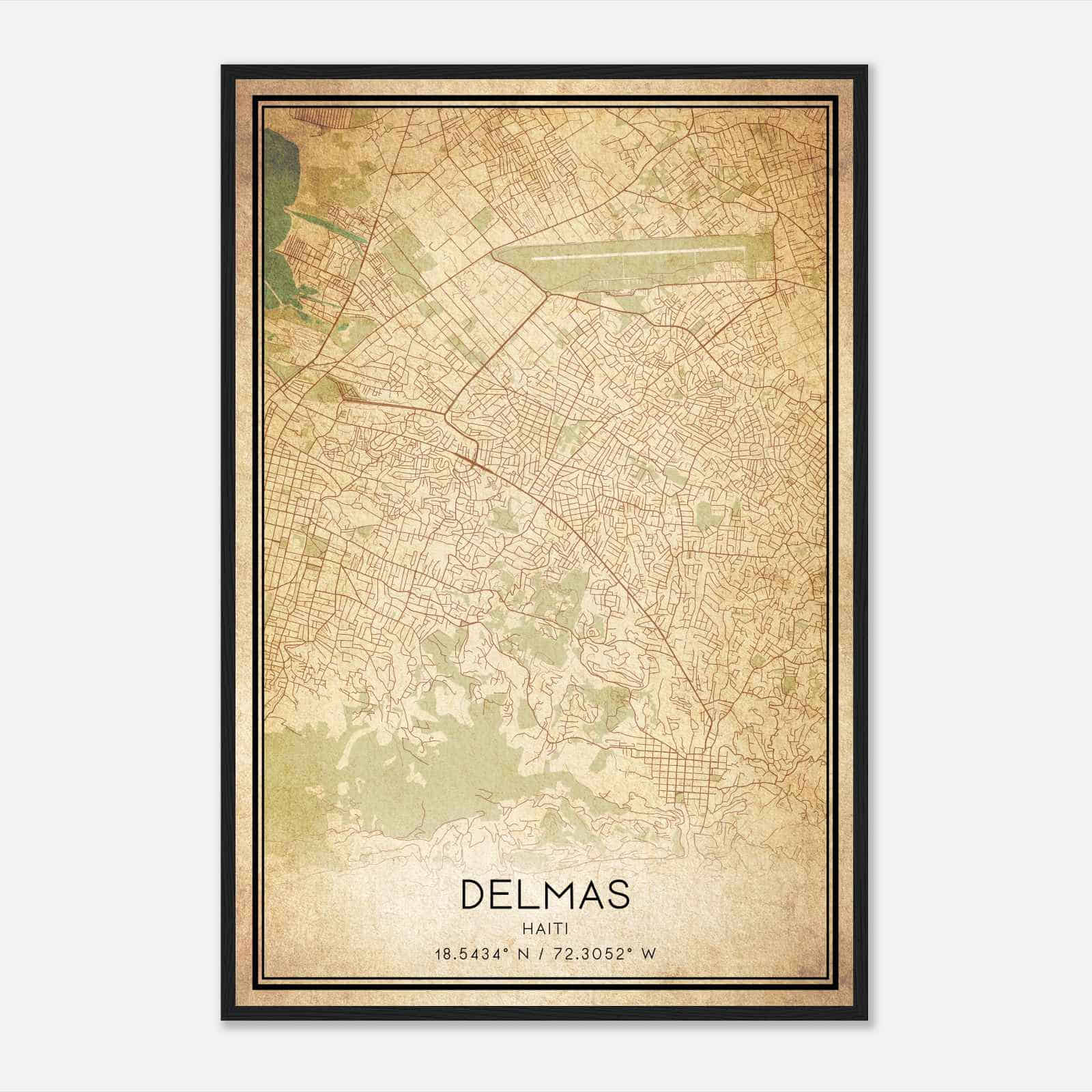 Vintage Delmas Haiti Map Poster, Delmas City Road Wall Art Print ...