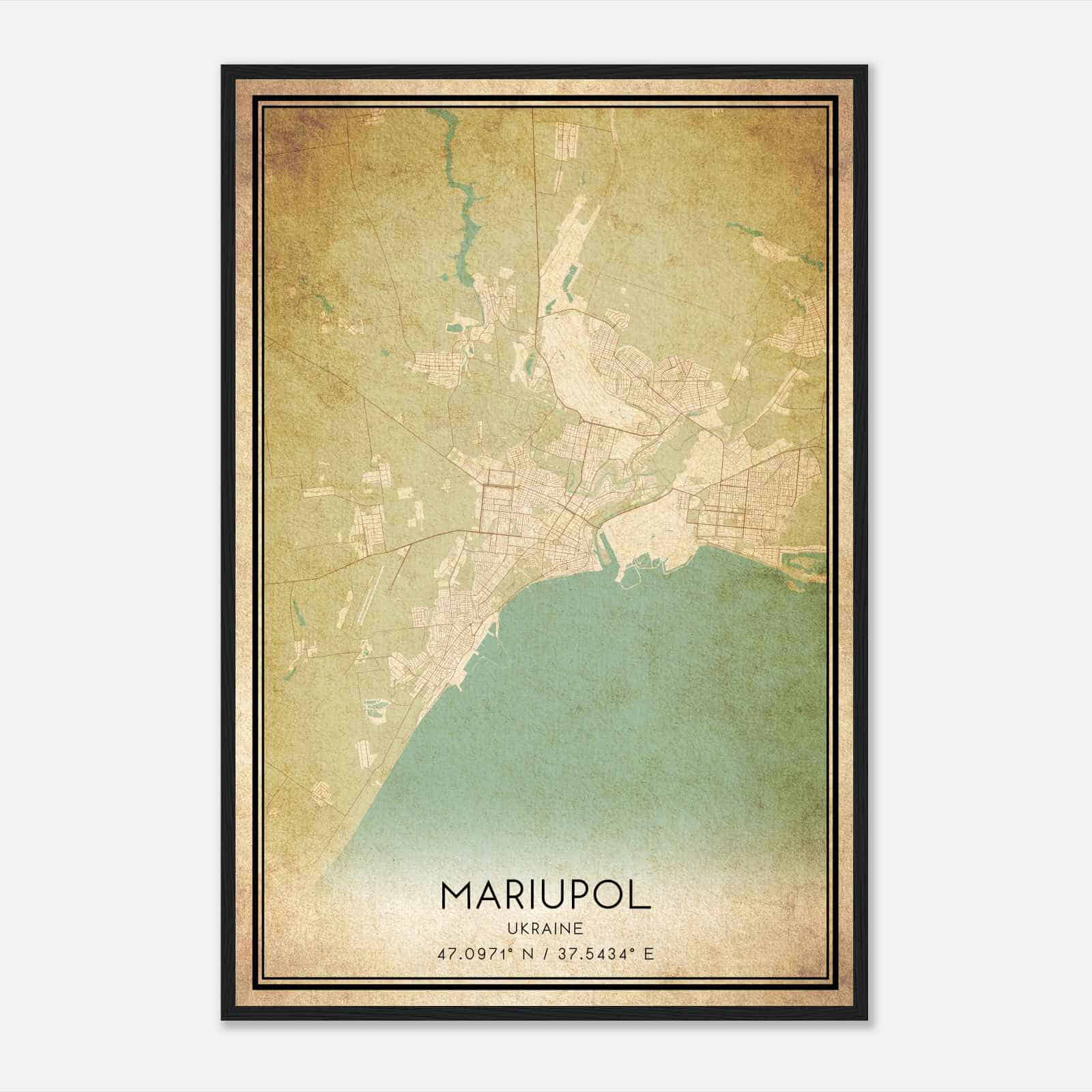 Vintage Mariupol Ukraine Map Poster, Mariupol City Road Wall Art Print ...
