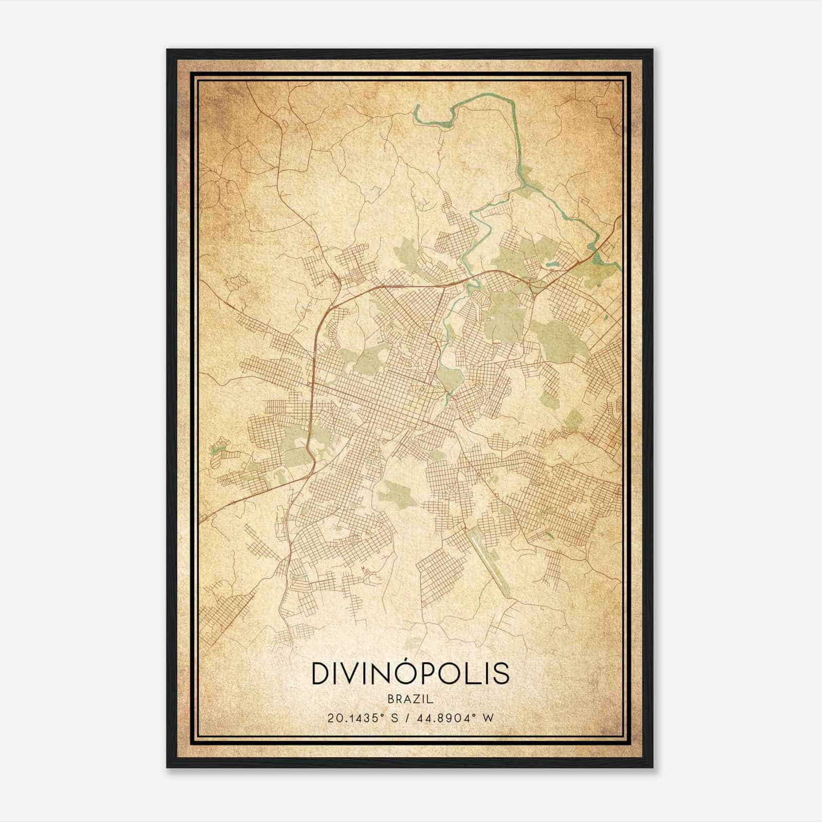 Vintage Divinopolis Brazil Map Poster, Divinopolis City Road Wall Art ...