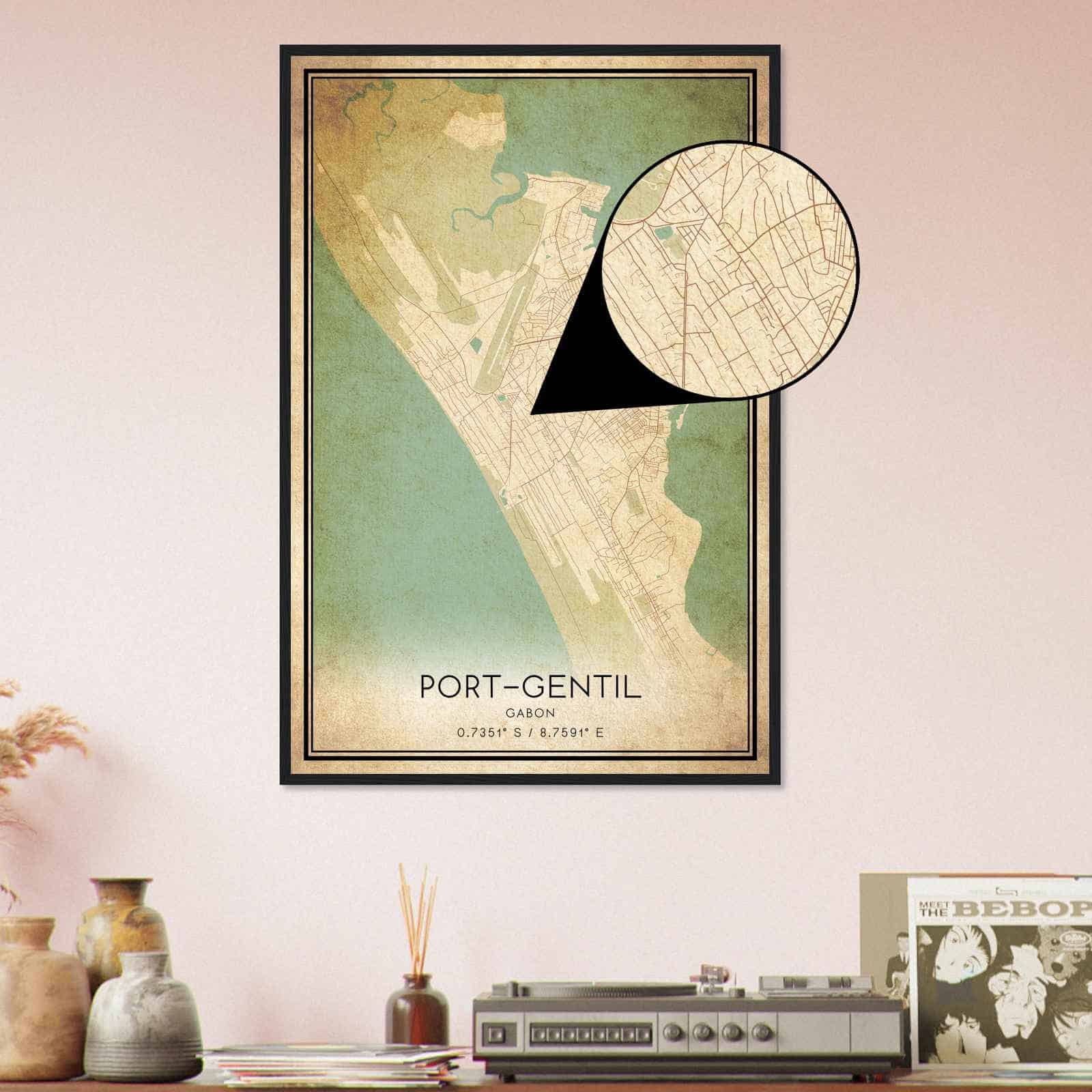 Vintage PortGentil Gabon Map Poster, PortGentil City Road Wall Art ...