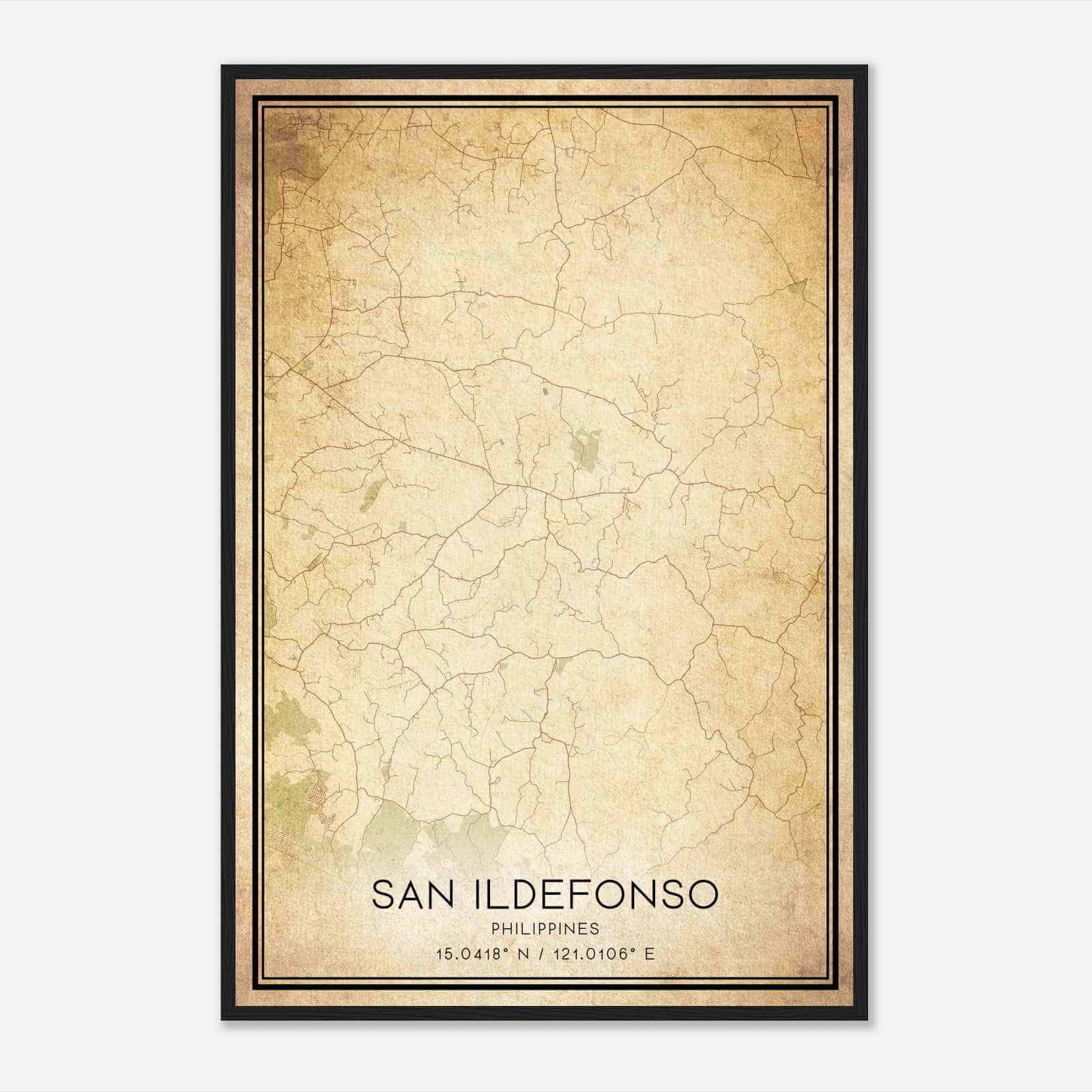 Vintage San Ildefonso Philippines Map Poster, San Ildefonso City Road ...