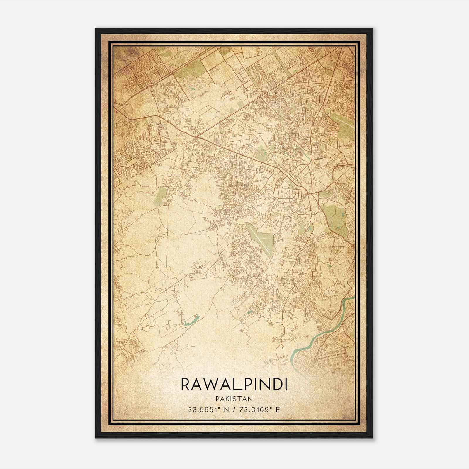 Vintage Rawalpindi Pakistan Map Poster, Rawalpindi City Road Wall Art ...