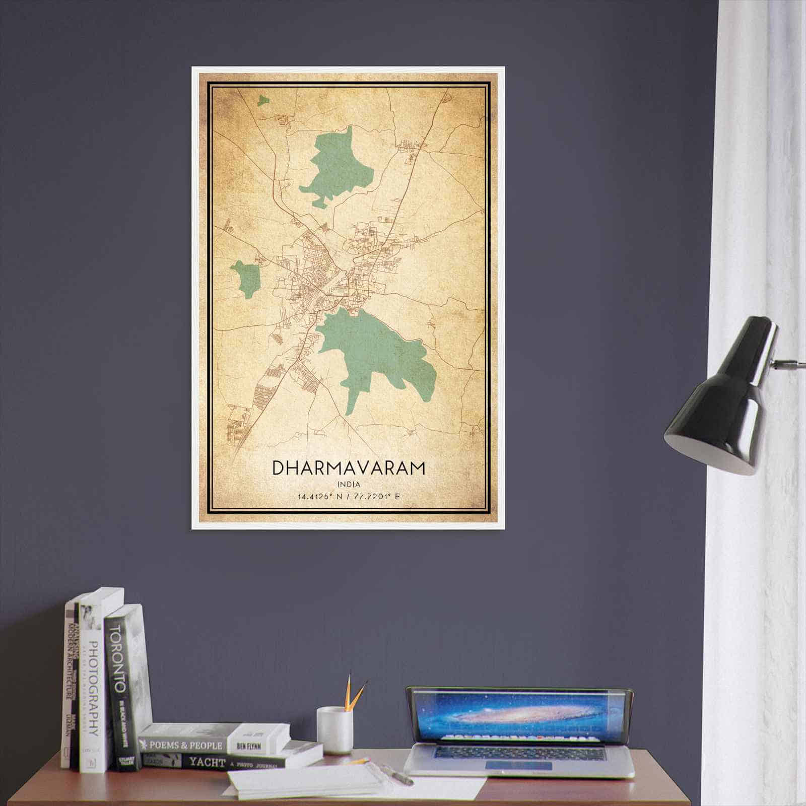 Vintage Dharmavaram India Map Poster, Dharmavaram City Road Wall Art ...