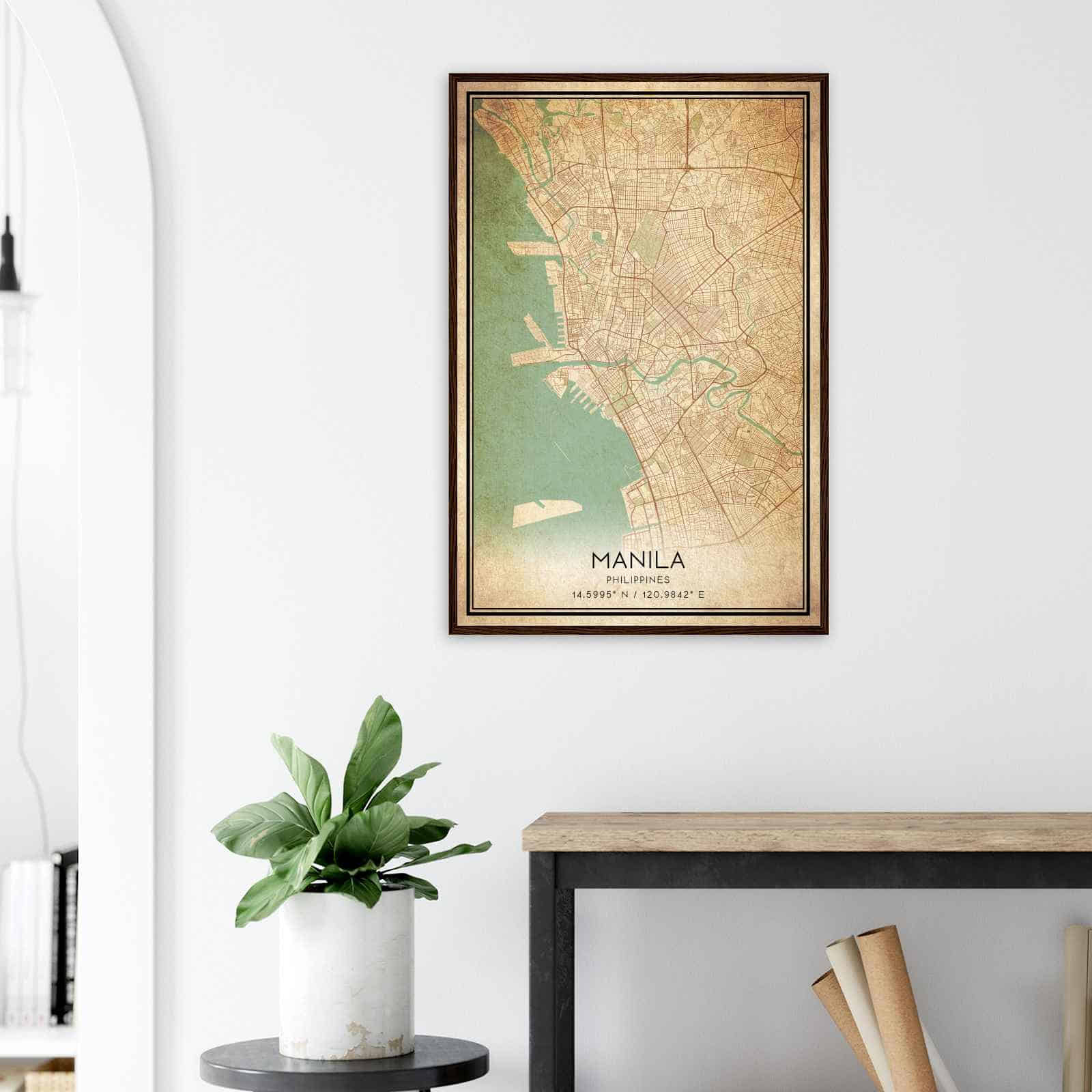 Vintage Manila Philippines Map Poster, Manila City Road Wall Art Print ...