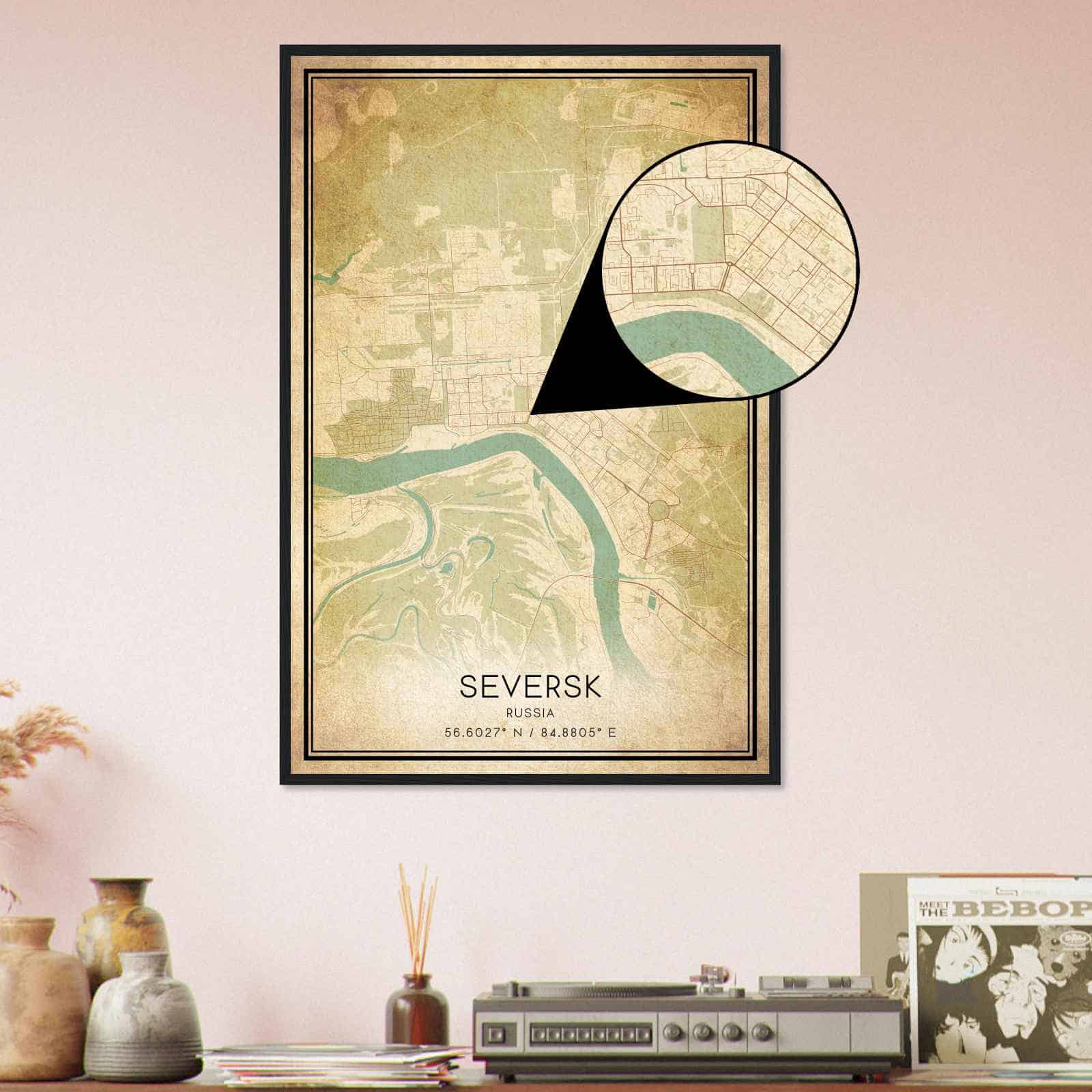 Vintage Seversk Russia Map Poster, Seversk City Road Wall Art Print ...