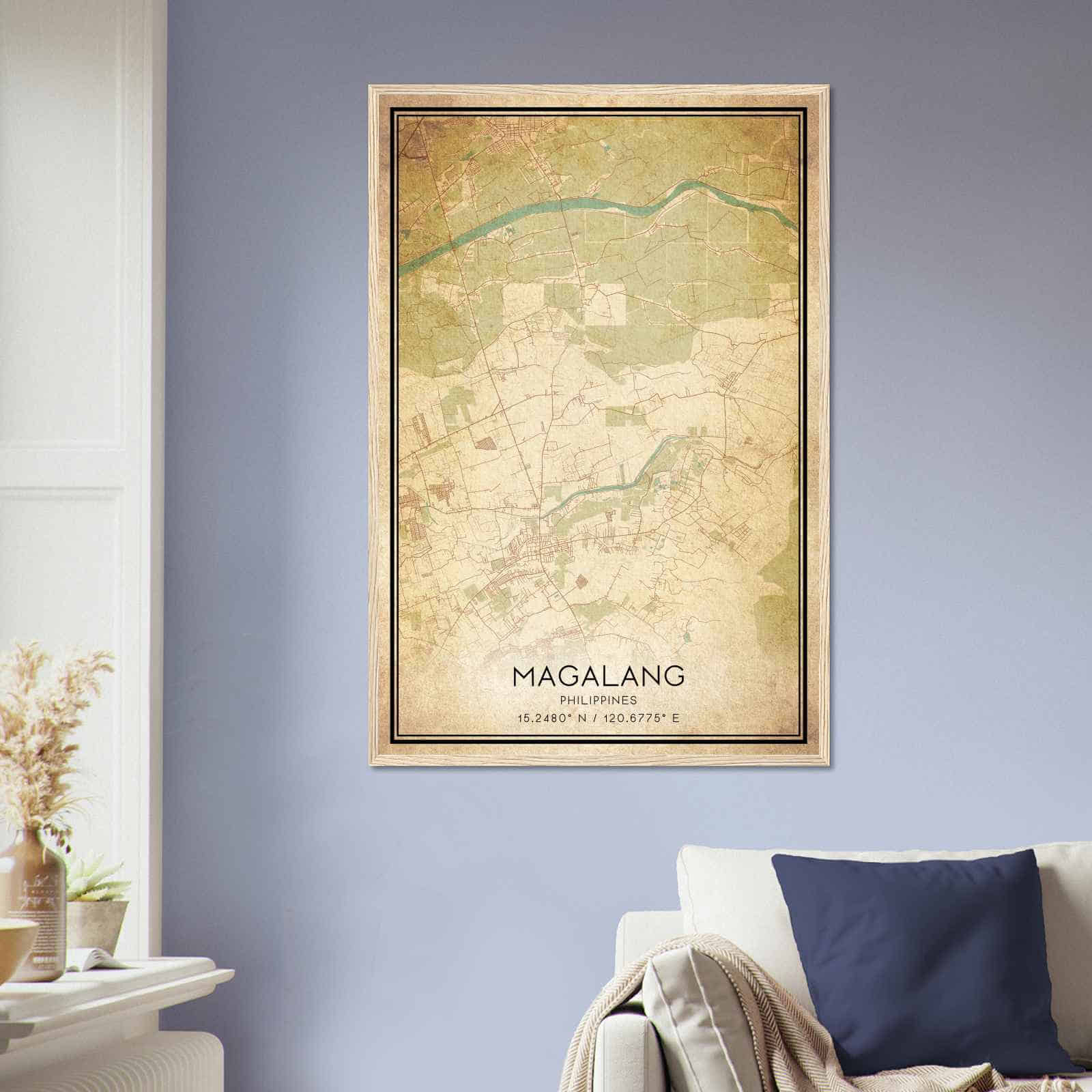 Vintage Magalang Philippines Map Poster, Magalang City Road Wall Art ...