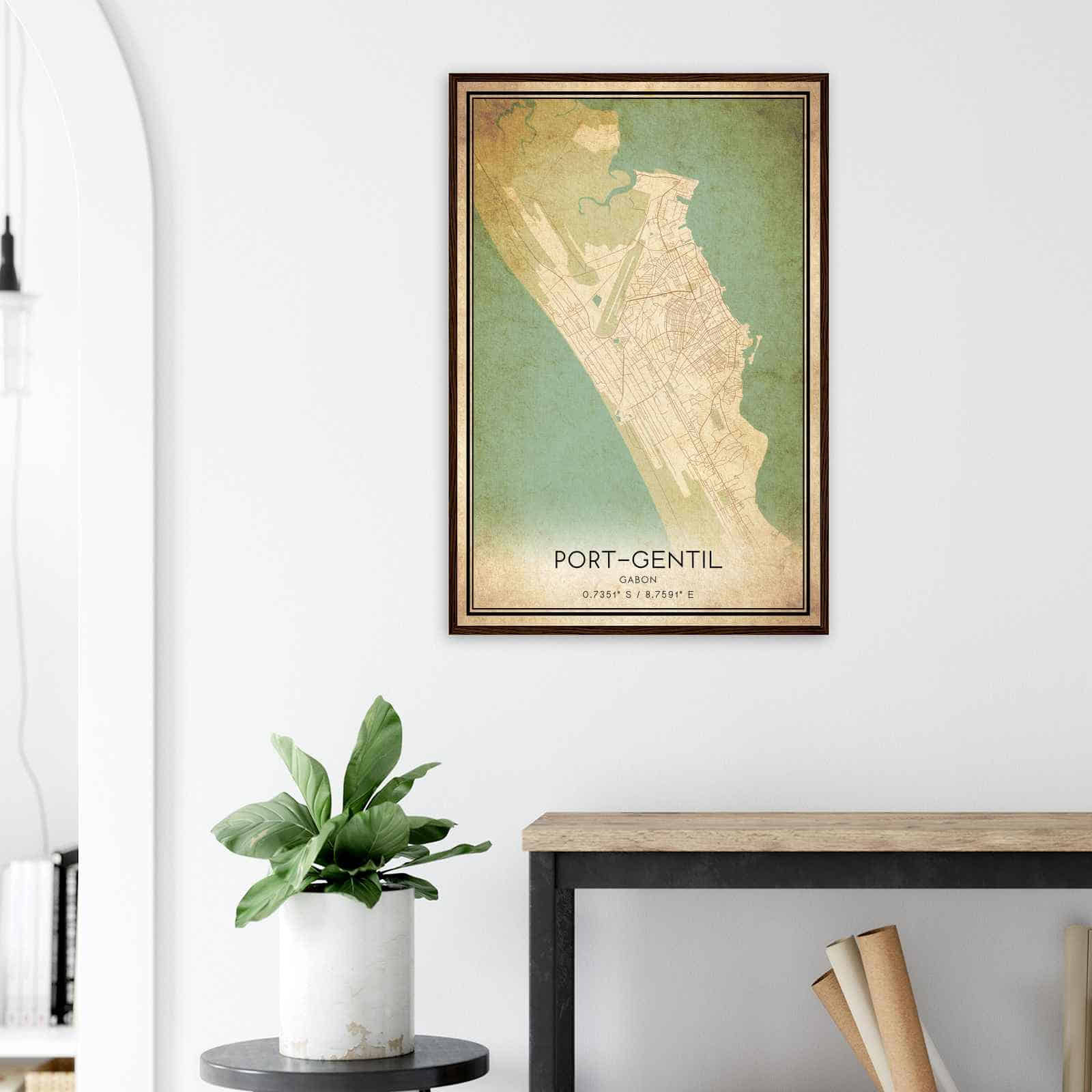 Vintage PortGentil Gabon Map Poster, PortGentil City Road Wall Art ...