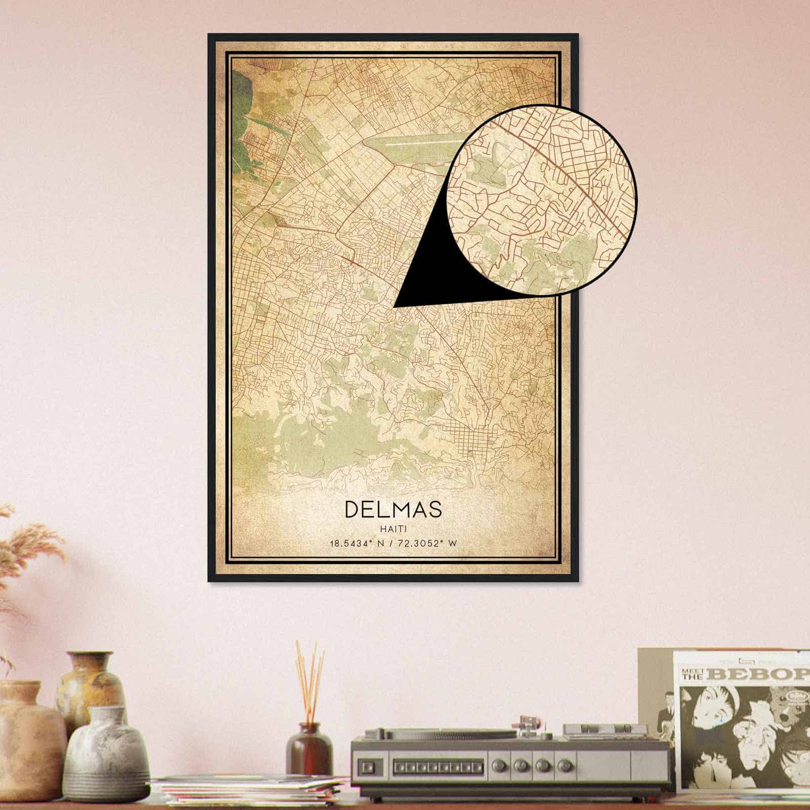 Vintage Delmas Haiti Map Poster, Delmas City Road Wall Art Print ...