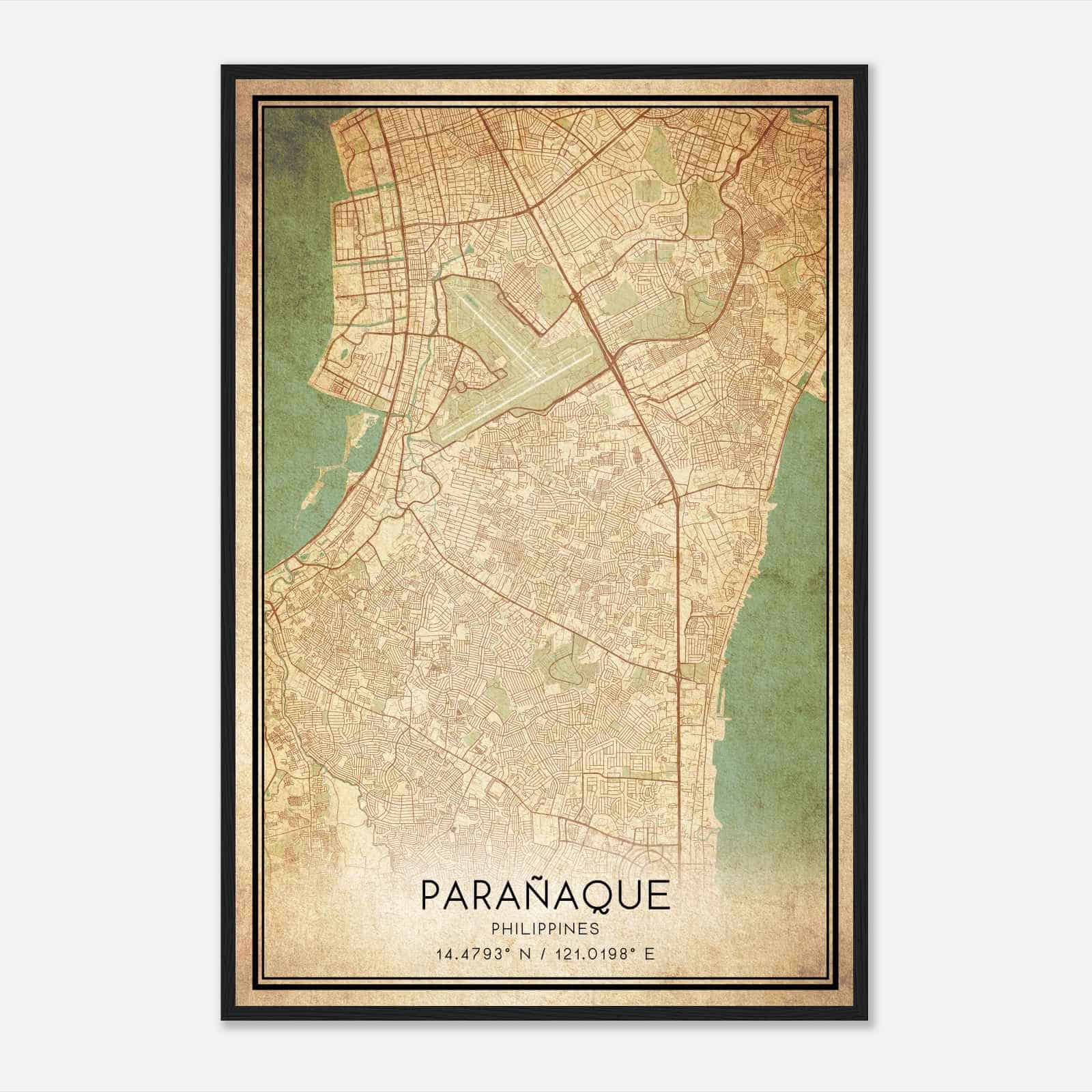 Vintage Paranaque Philippines Map Poster, Paranaque City Road Wall Art ...
