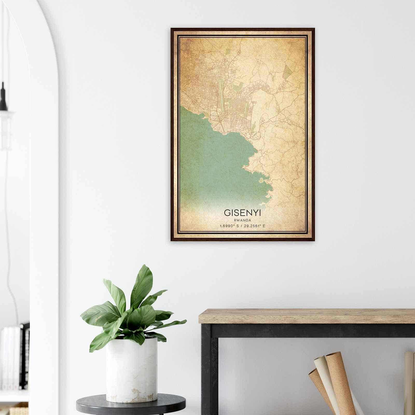 Vintage Gisenyi Rwanda Map Poster, Gisenyi City Road Wall Art Print ...