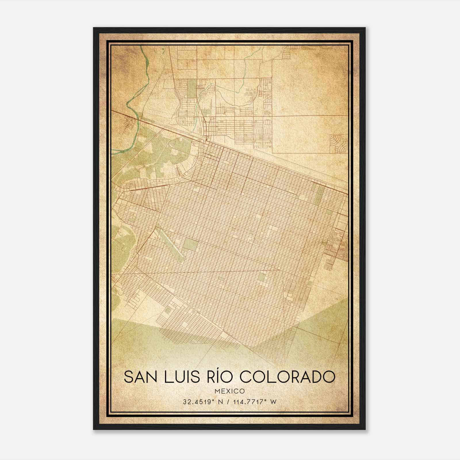 Vintage San Luis Rio Colorado Mexico Map Poster, San Luis Rio Colorado ...