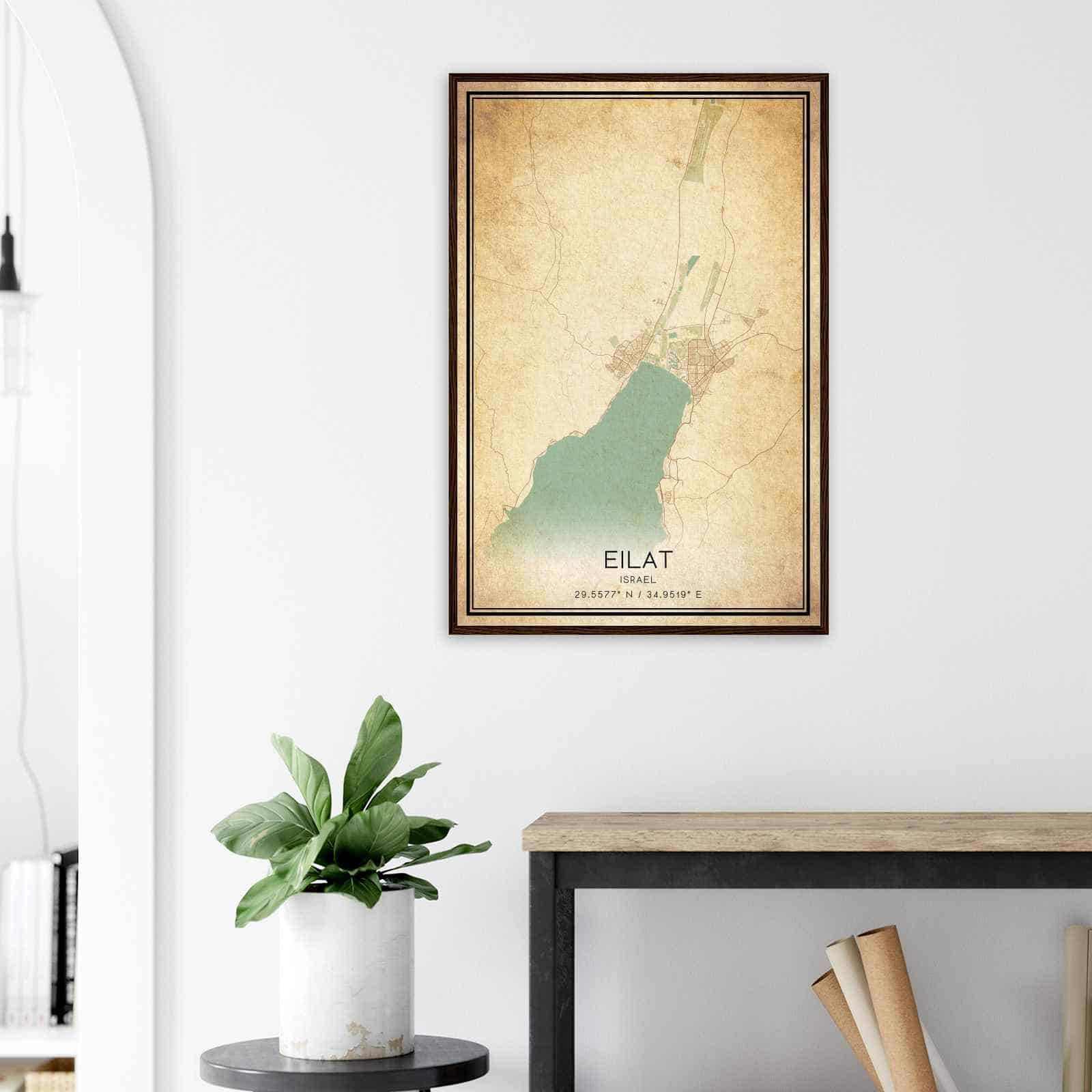 Vintage Eilat Israel Map Poster, Eilat City Road Wall Art Print ...