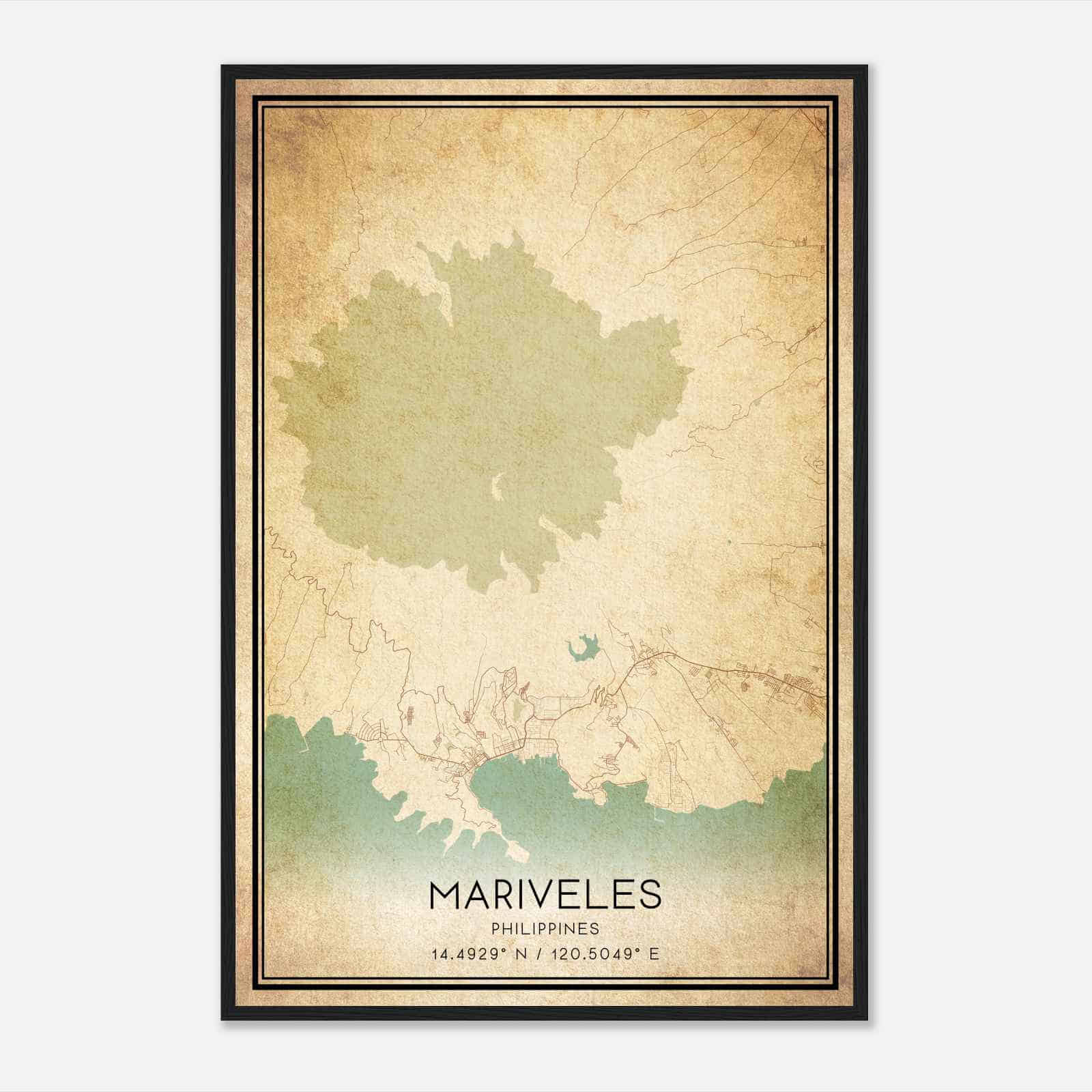 Vintage Mariveles Philippines Map Poster, Mariveles City Road Wall Art ...