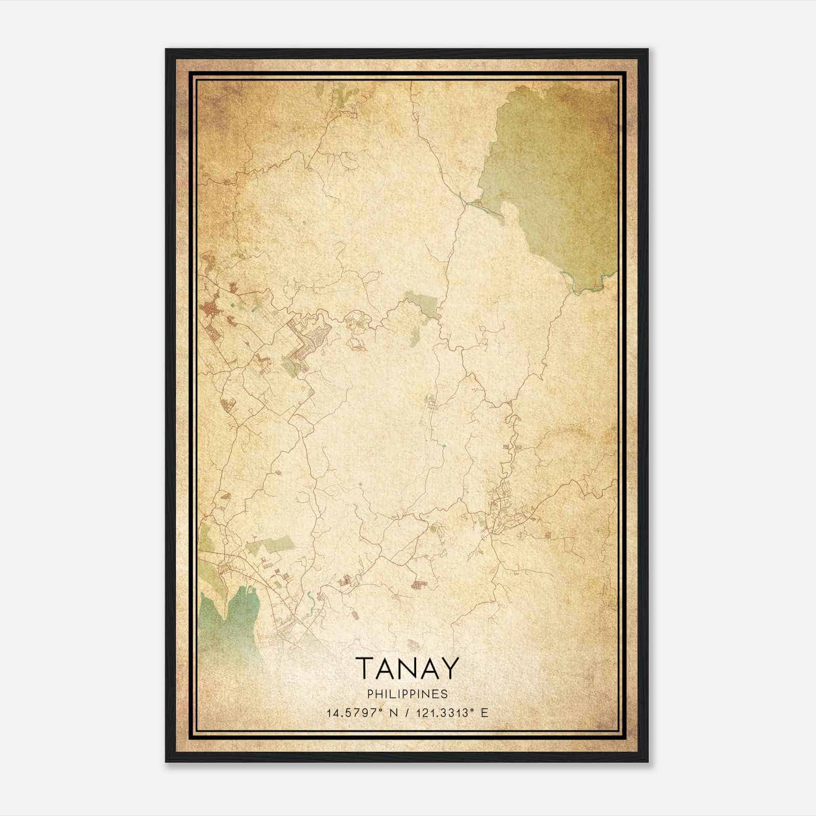 Vintage Tanay Philippines Map Poster, Tanay City Road Wall Art Print ...