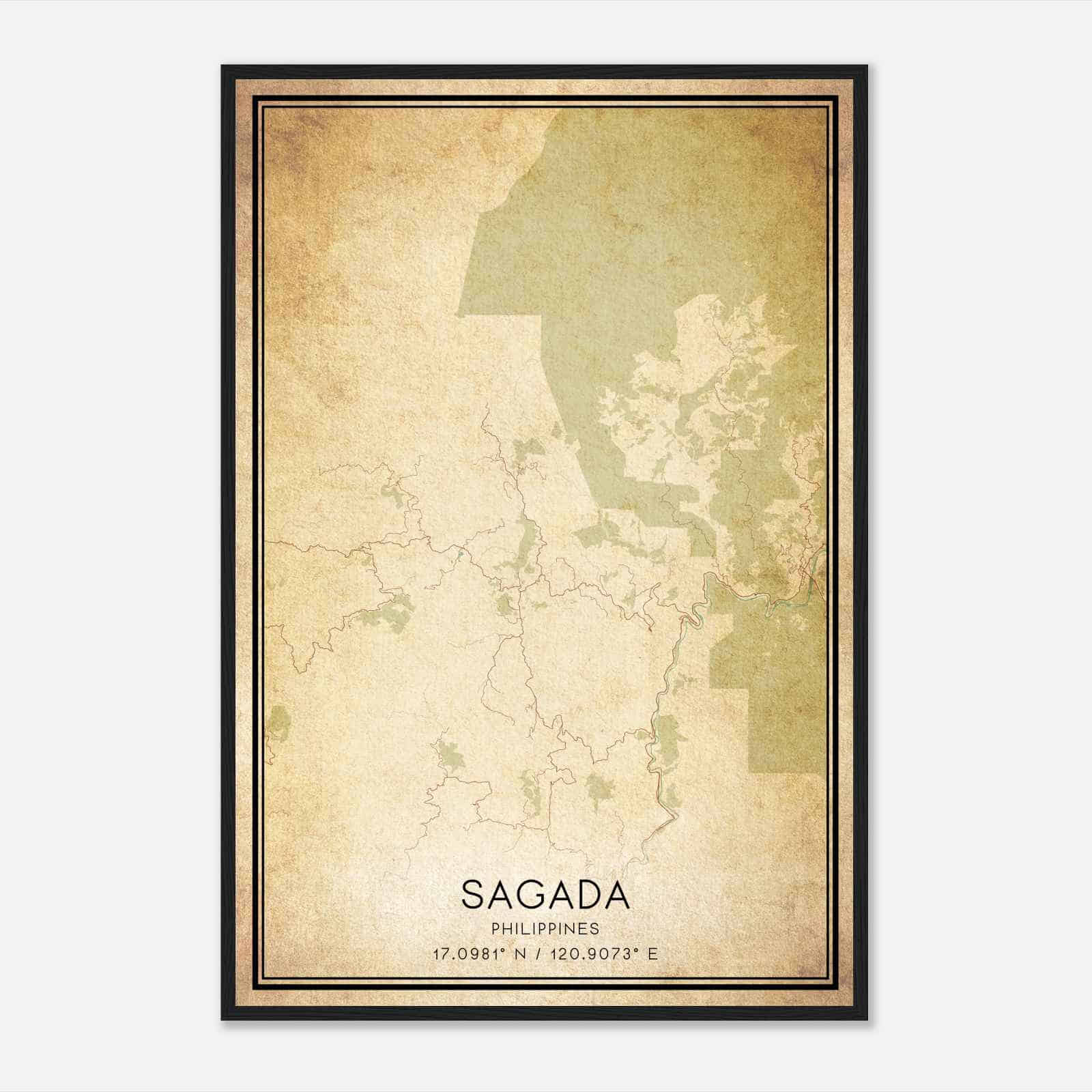 Vintage Sagada Philippines Map Poster, Sagada City Road Wall Art Print ...