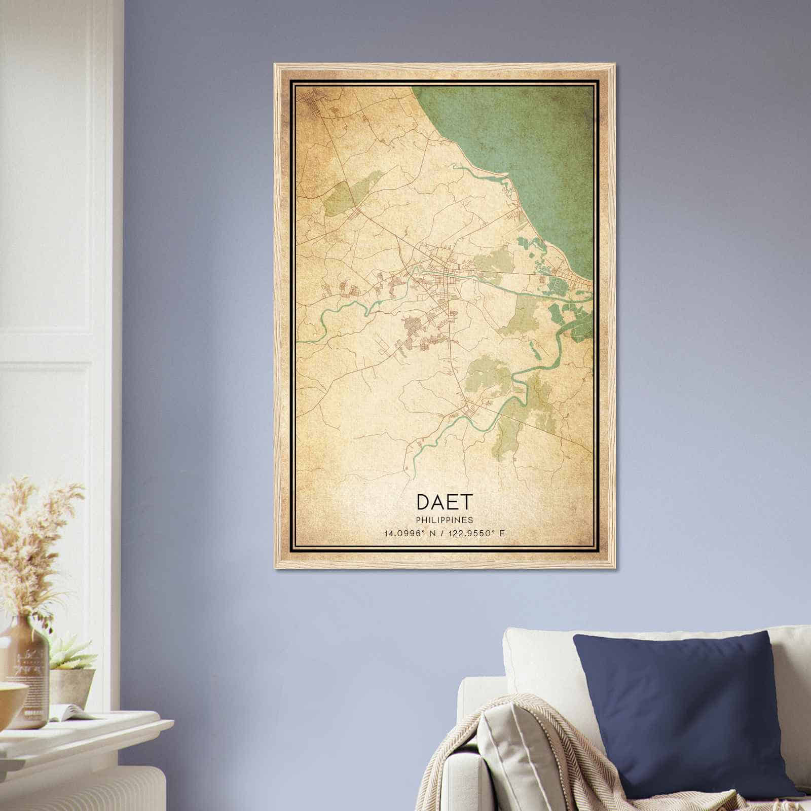 Vintage Daet Philippines Map Poster, Daet City Road Wall Art Print ...