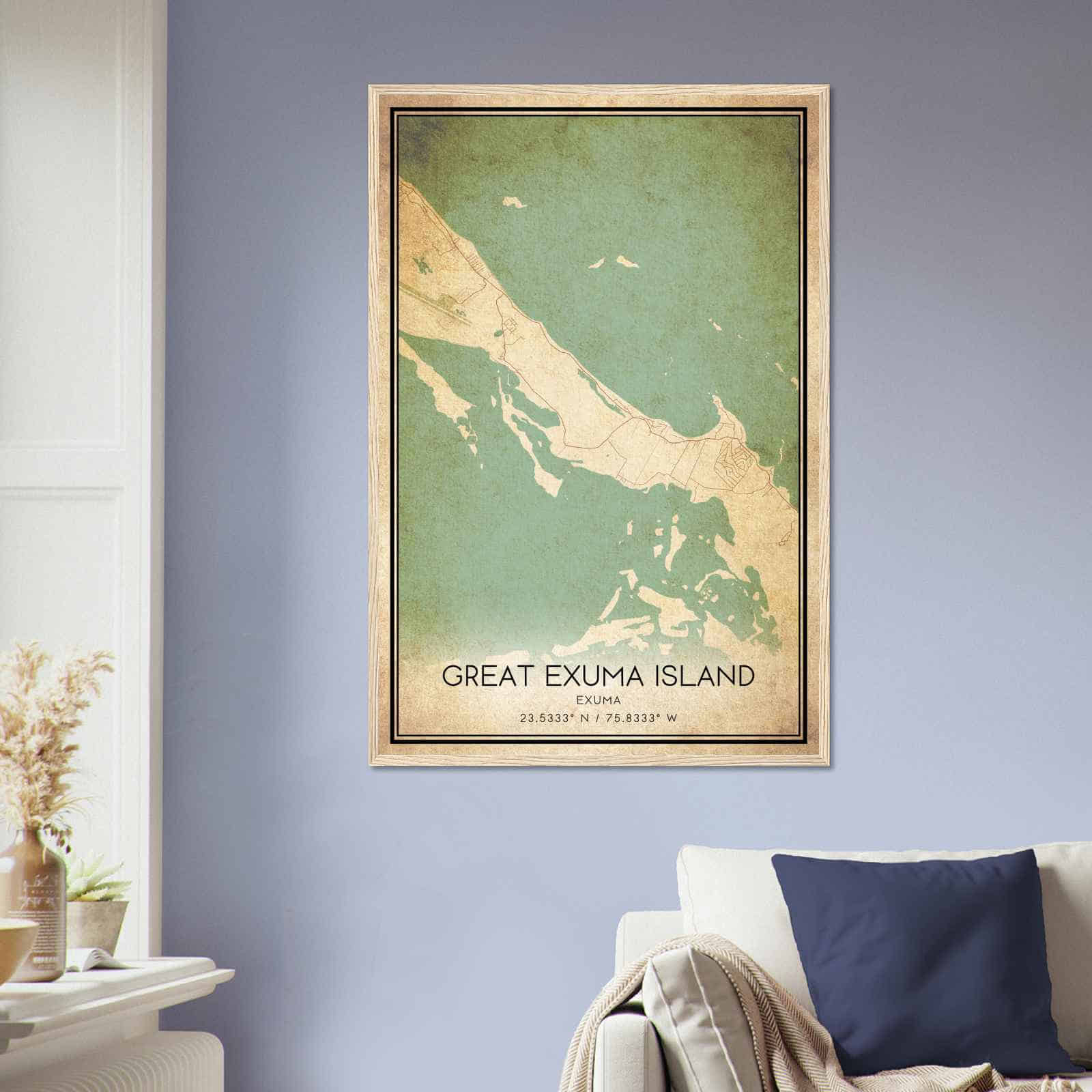 Vintage Great Exuma Island Exuma Map Poster, Great Exuma Island City ...