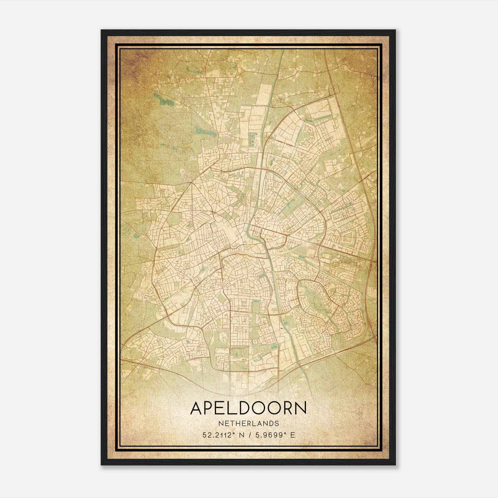 Vintage Apeldoorn Netherlands Map Poster, Apeldoorn City Road Wall Art ...