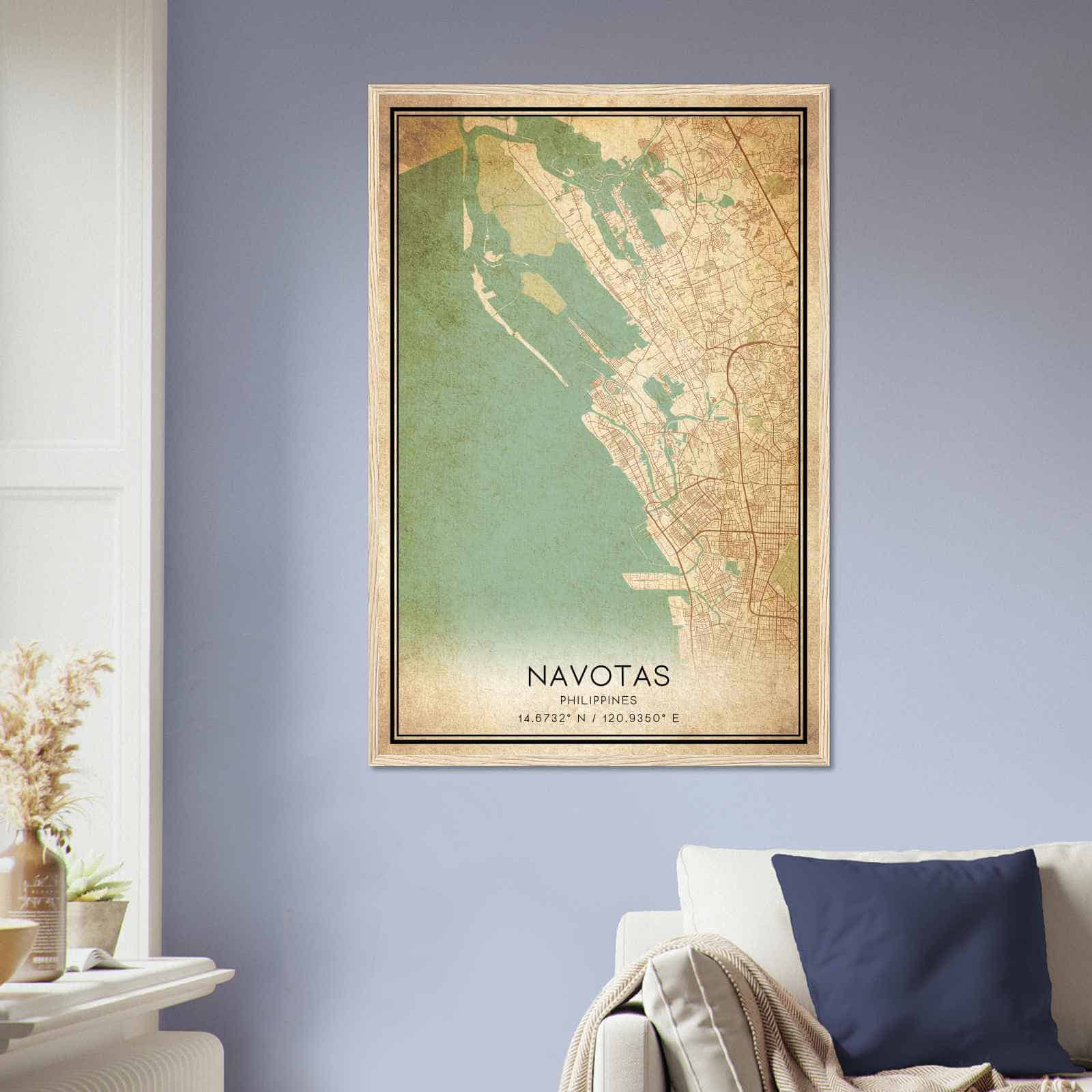 Vintage Navotas Philippines Map Poster, Navotas City Road Wall Art ...