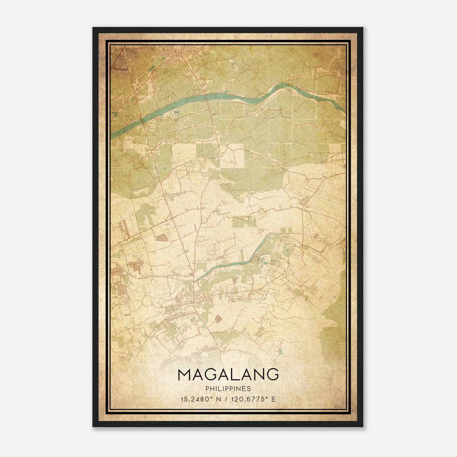 Vintage Magalang Philippines Map Poster, Magalang City Road Wall Art ...